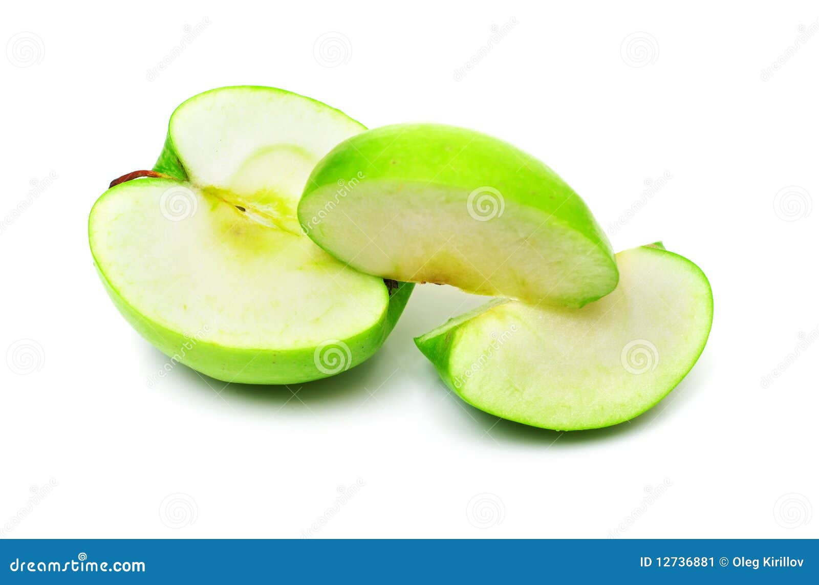 Cuted green apple on white stock image. Image of dessert - 12736881