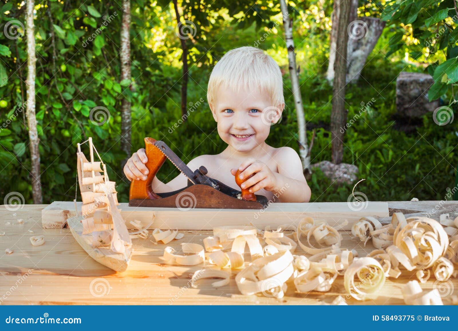 Cutest Boy in the Workshop of a Carpenter Planed Stock Image - Image of ...