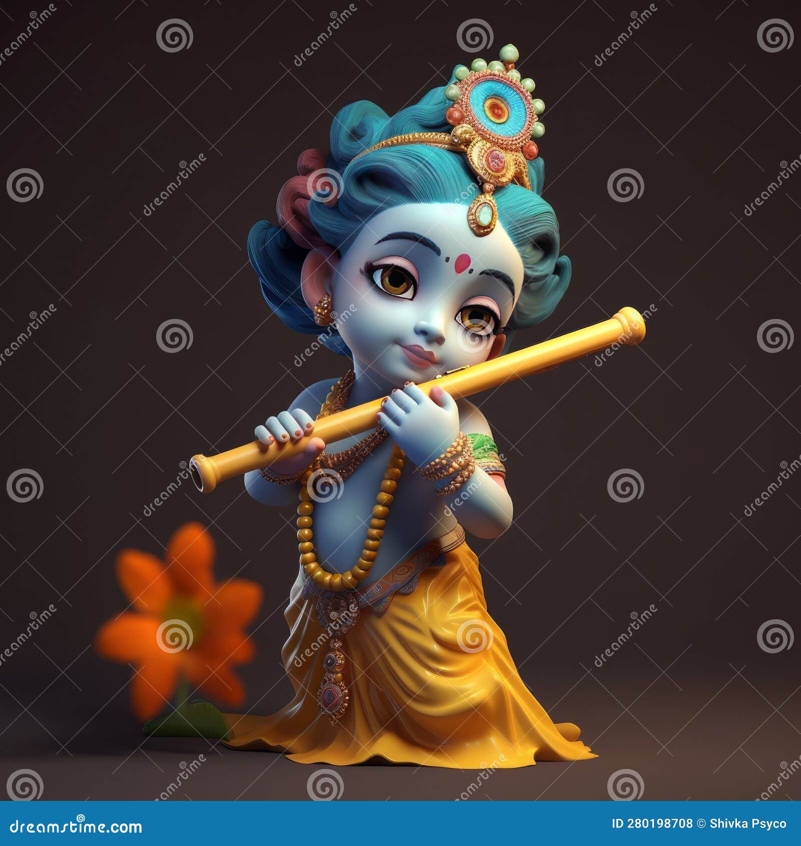 Cutest 3d Image of Little Krishna Generative AI Stock Illustration ...