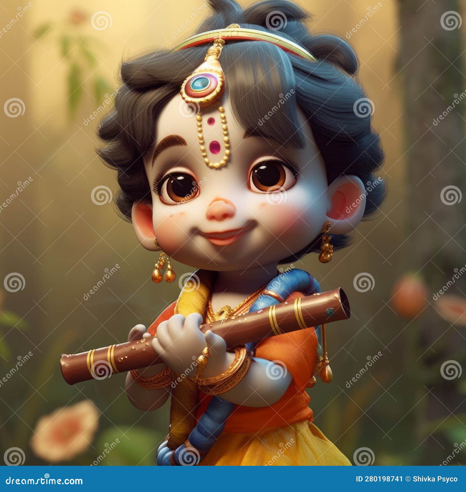 Cutest 3d Image of Little Krishna Hyper Realistic Generative AI Stock ...