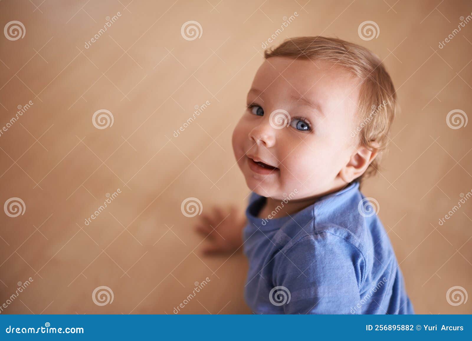 The Cutest Smile. an Adorable Infant Looking Up at the Camera. Stock ...