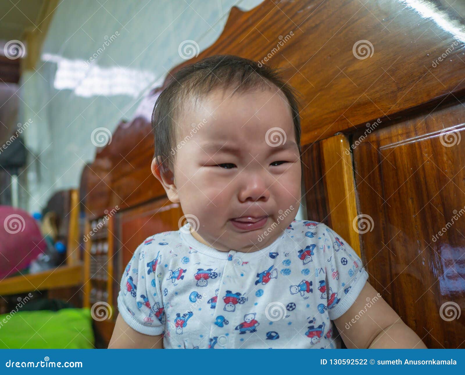 Cutie asian infant crying stock photo. Image of fear - 130592522