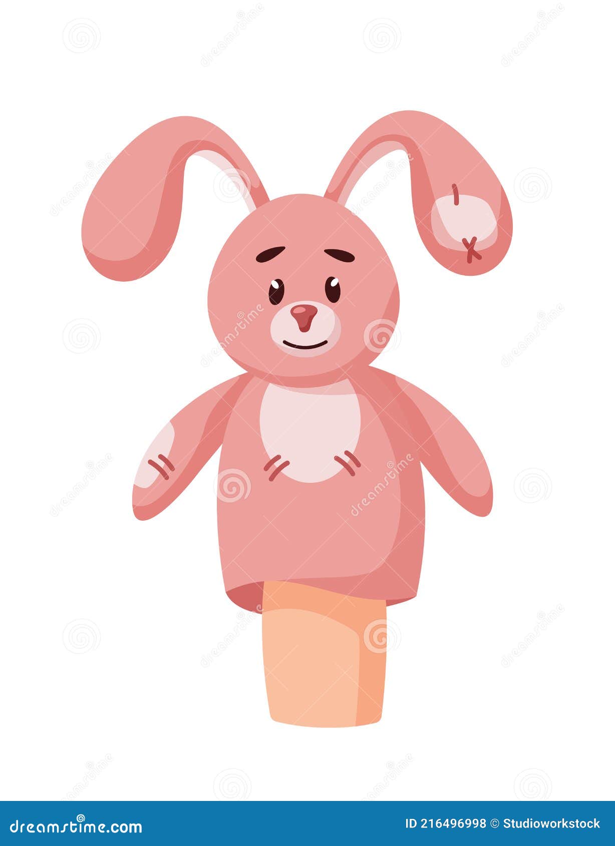 Cutie Bunny Rabbit Hand Puppet Isolated on White Stock Vector ...
