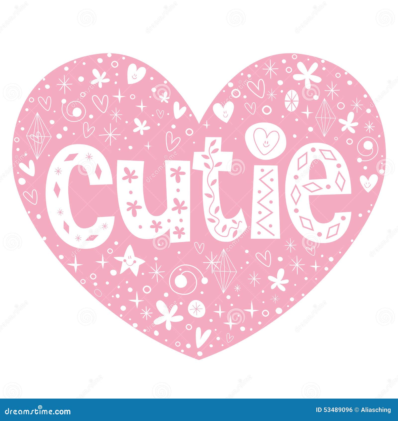 Cutie Heart Shaped Lettering Design Stock Vector - Illustration of ...