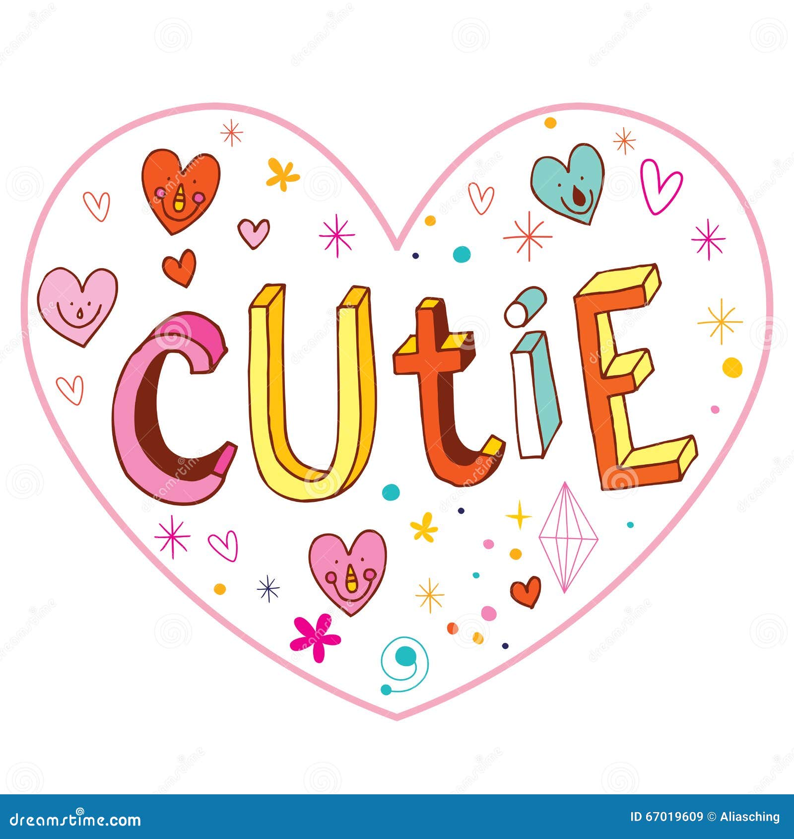 Cutie Heart Shaped Lettering Design Vector Illustration | CartoonDealer ...