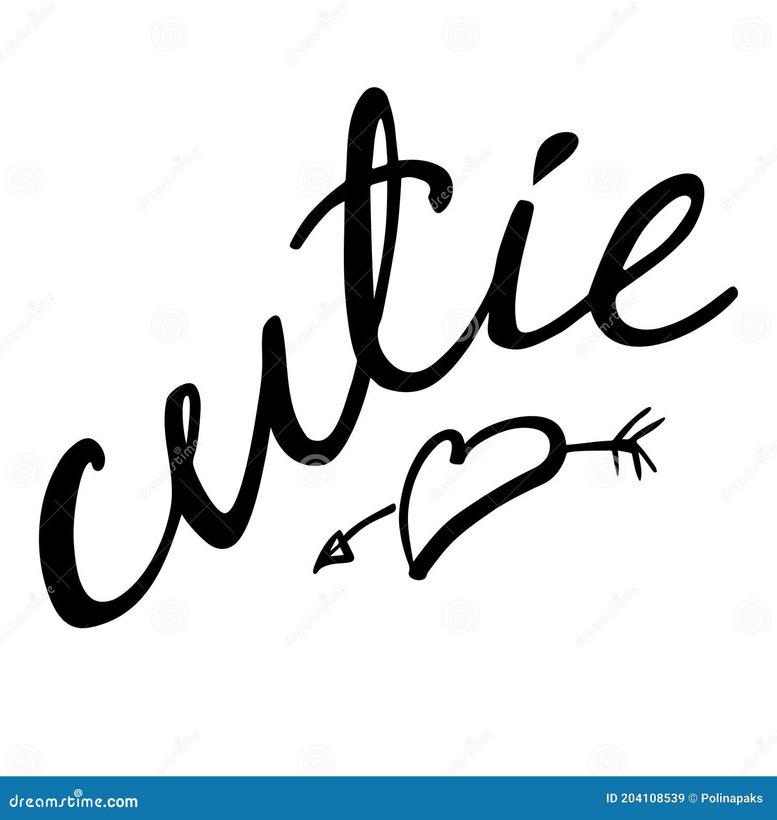Cutie Lettering Vector Illustration Bunny In Cartoon Linear Style