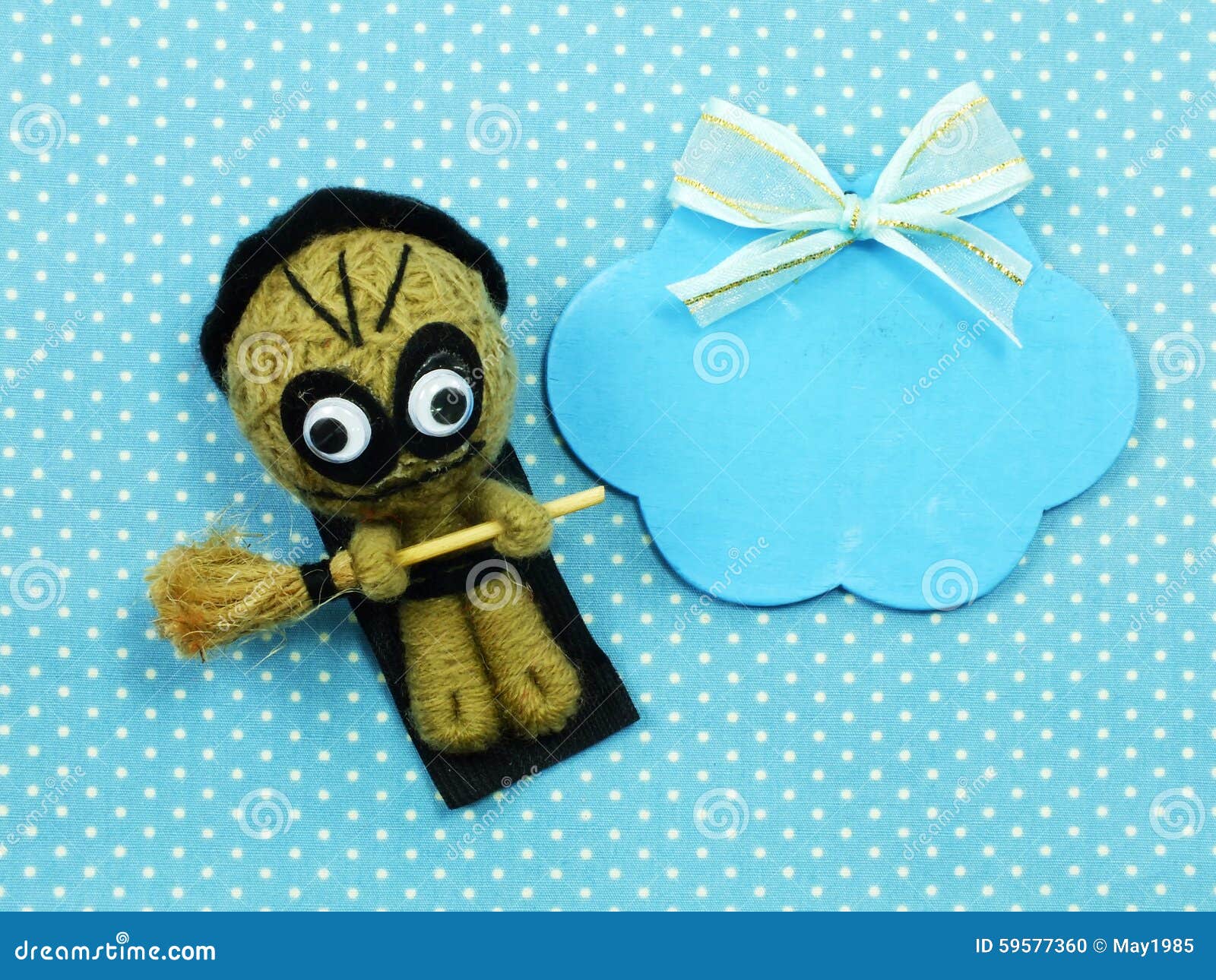 Cutie Monster on Blue Polka Dot Background Stock Photo - Image of polka ...