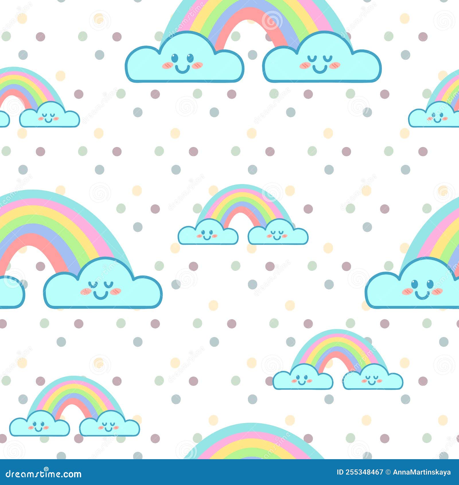 Cutie Rainbow with Clouds. Kawaii Characters Stock Vector ...