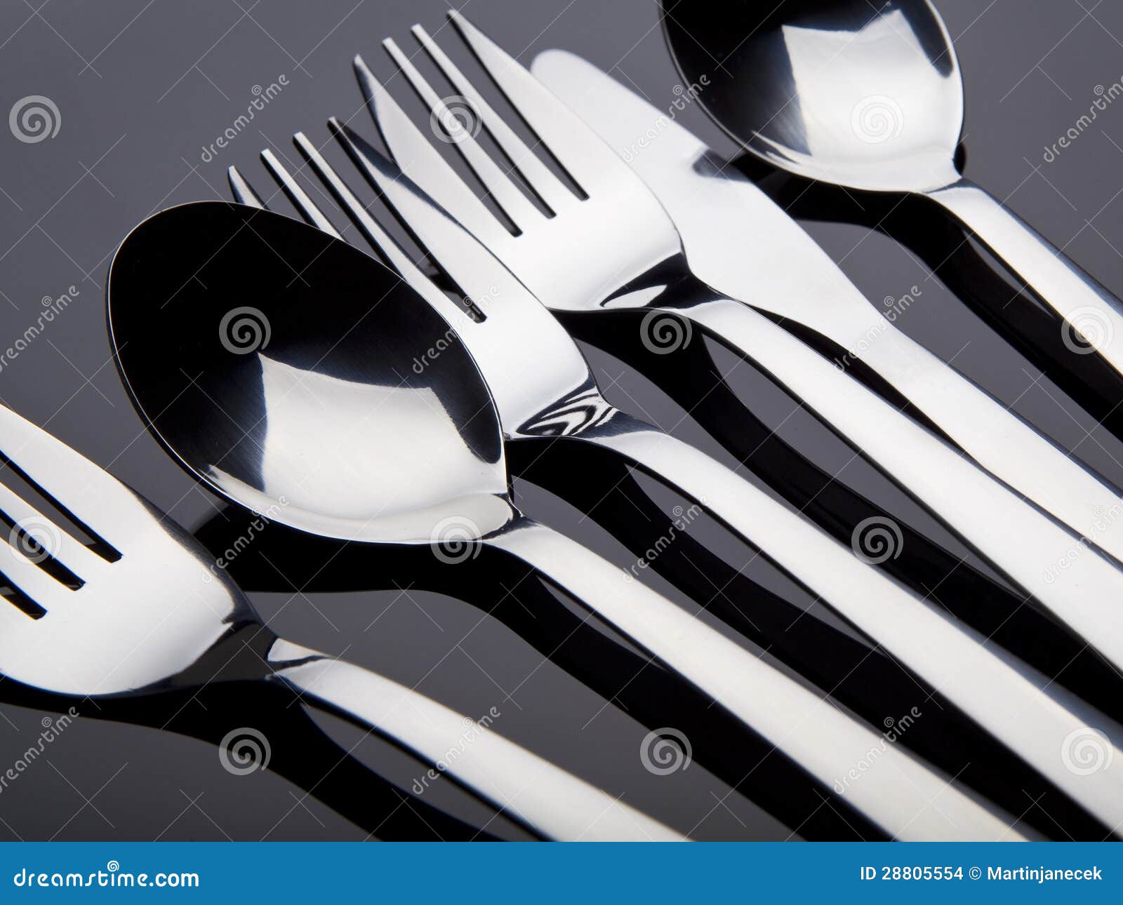Cutlery on Black Background Stock Photo - Image of black, shine: 28805554