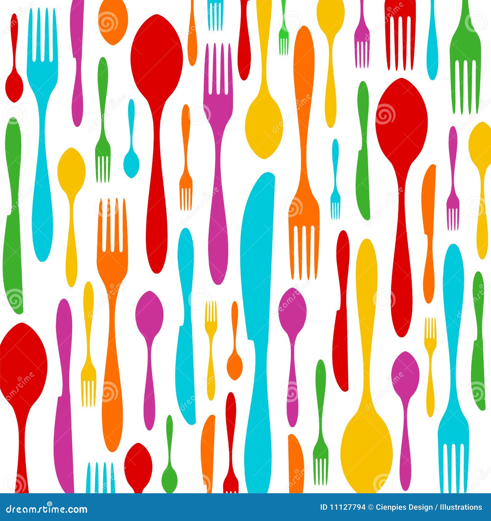 Cutlery Colorful Pattern on White Stock Vector - Illustration of ...