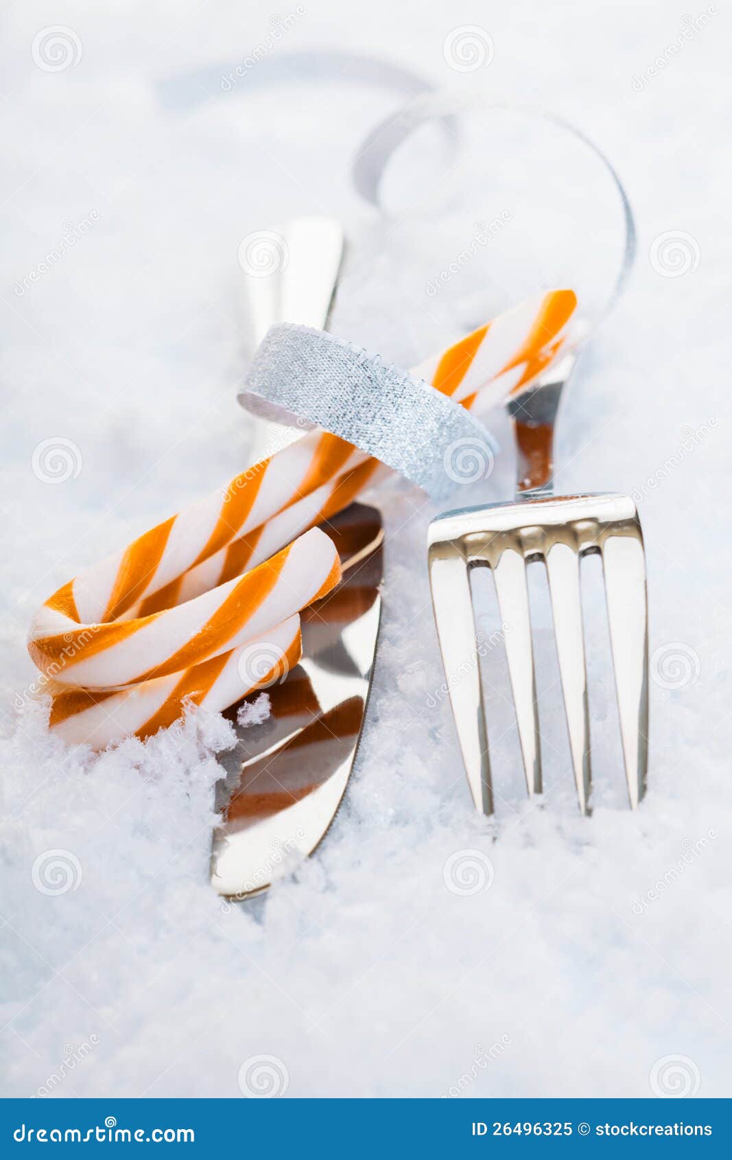 Cutlery with festive candy stock image. Image of cake - 26496325