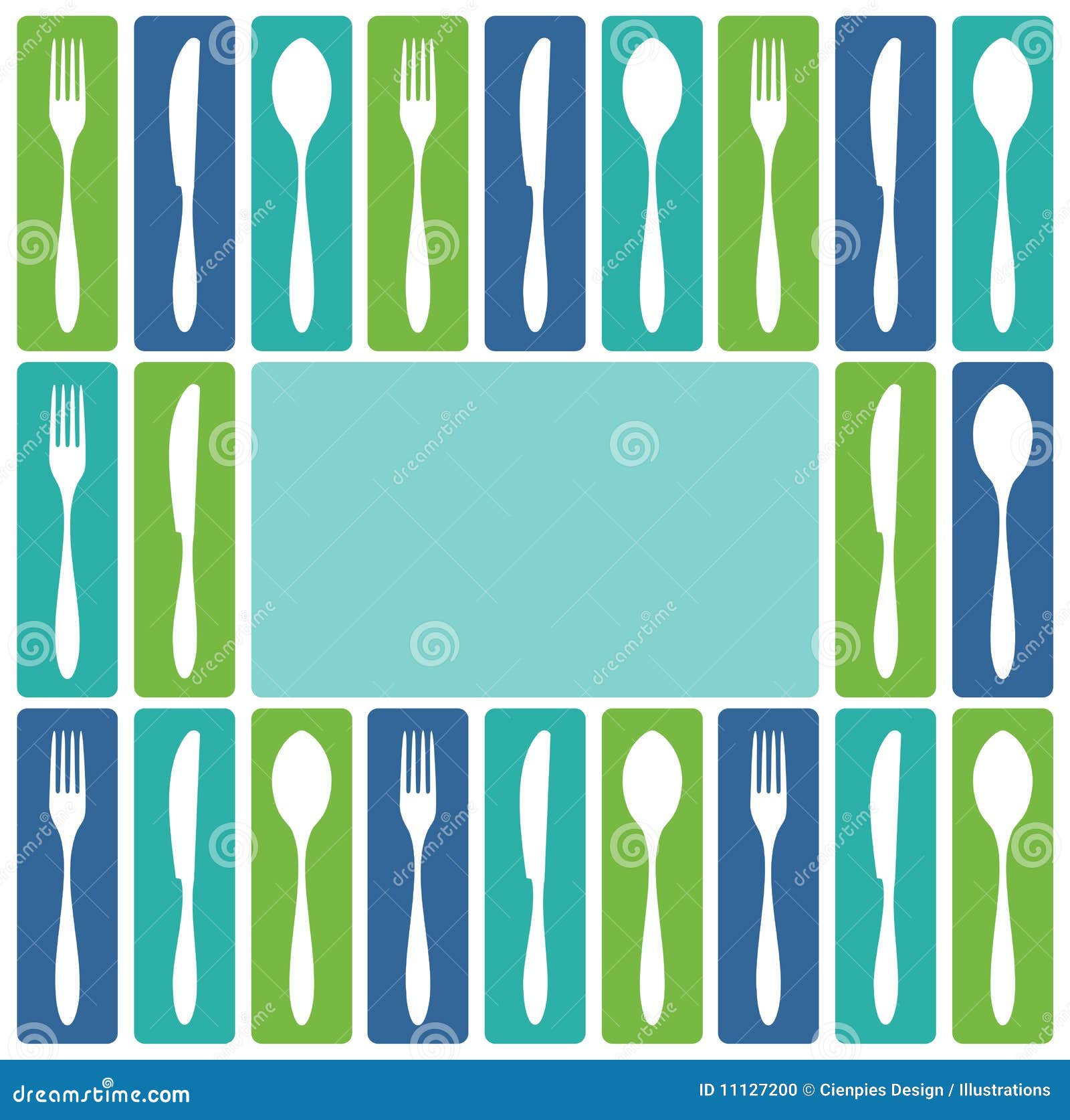 Cutlery frame stock vector. Illustration of dinner, blue - 11127200