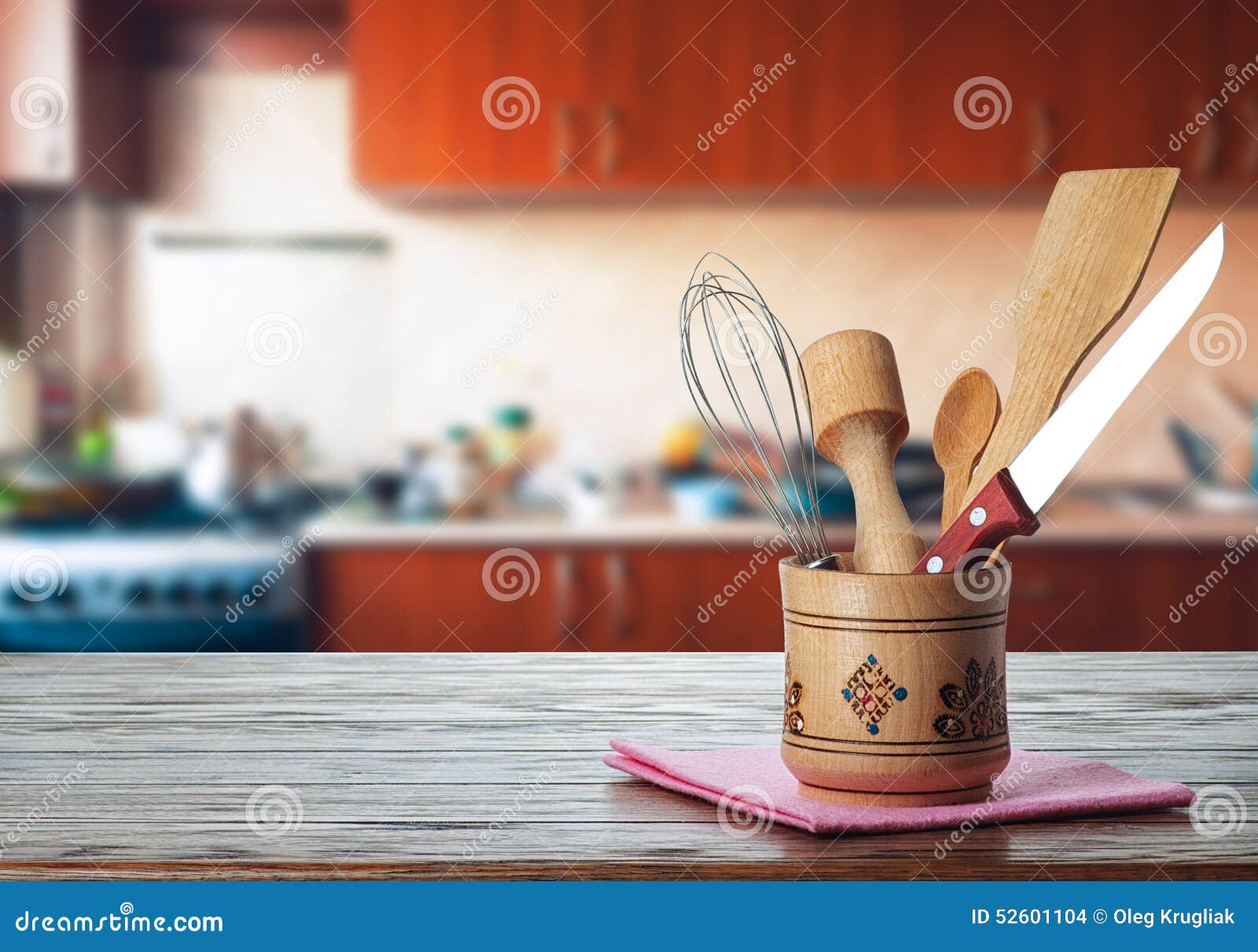 Cutlery in the kitchen stock photo. Image of home, brown - 52601104