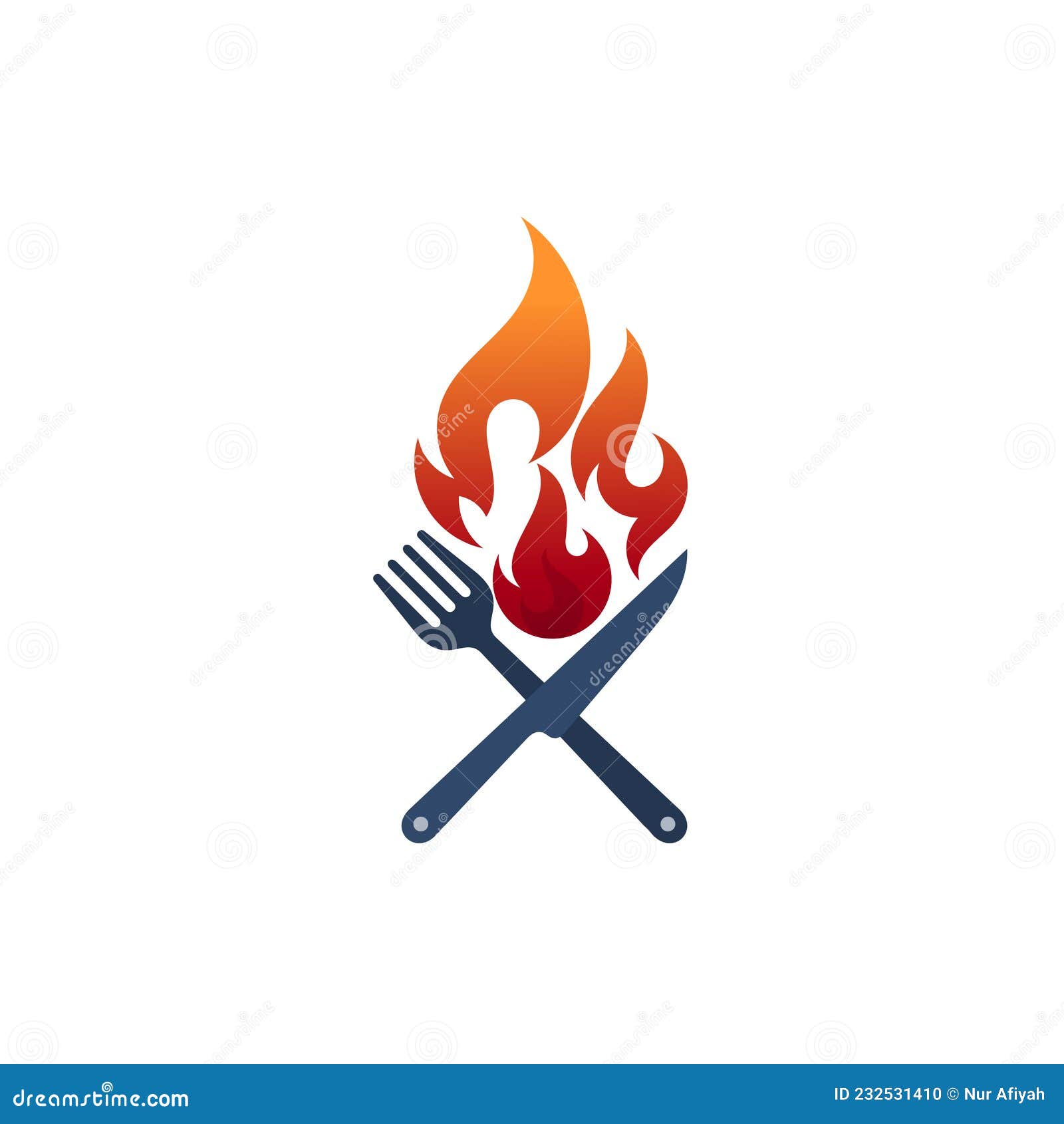 Cutlery Logo and Fire Design Vector, Restaurant Logos Stock Vector ...