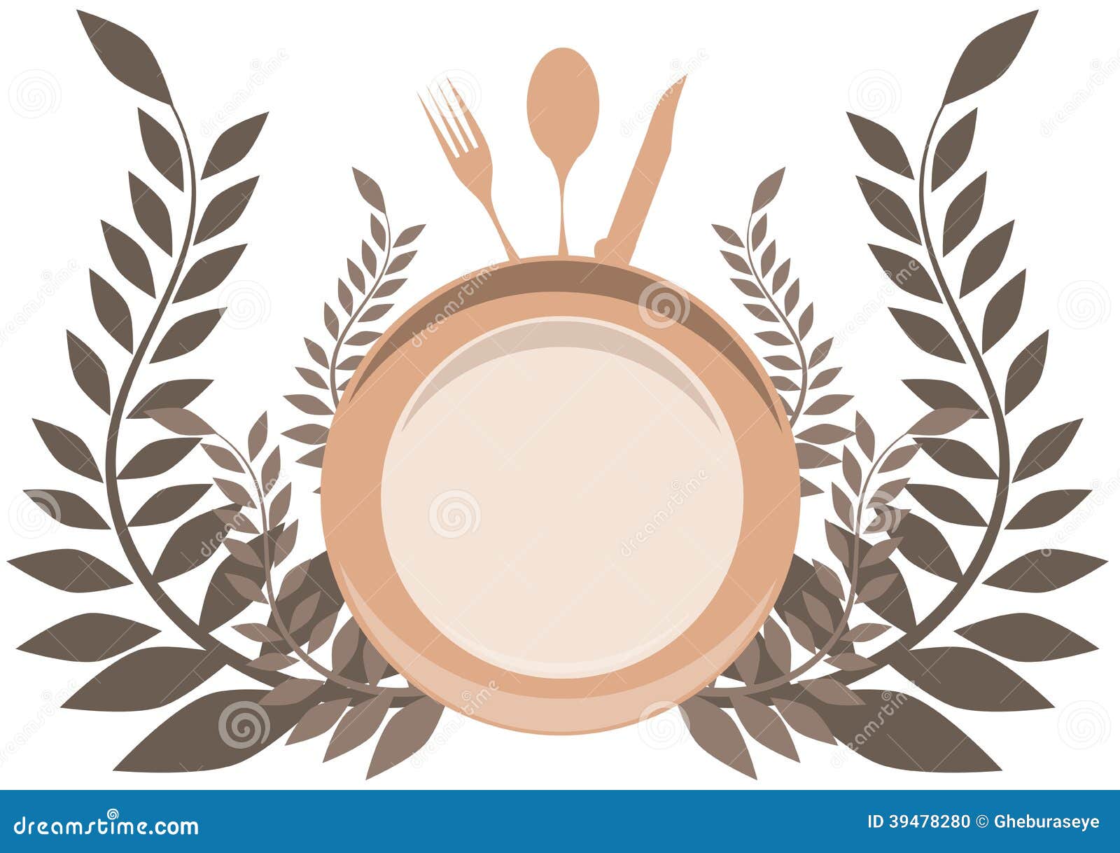 Cutlery Logo with Floral Decoration Isolated Stock Vector ...