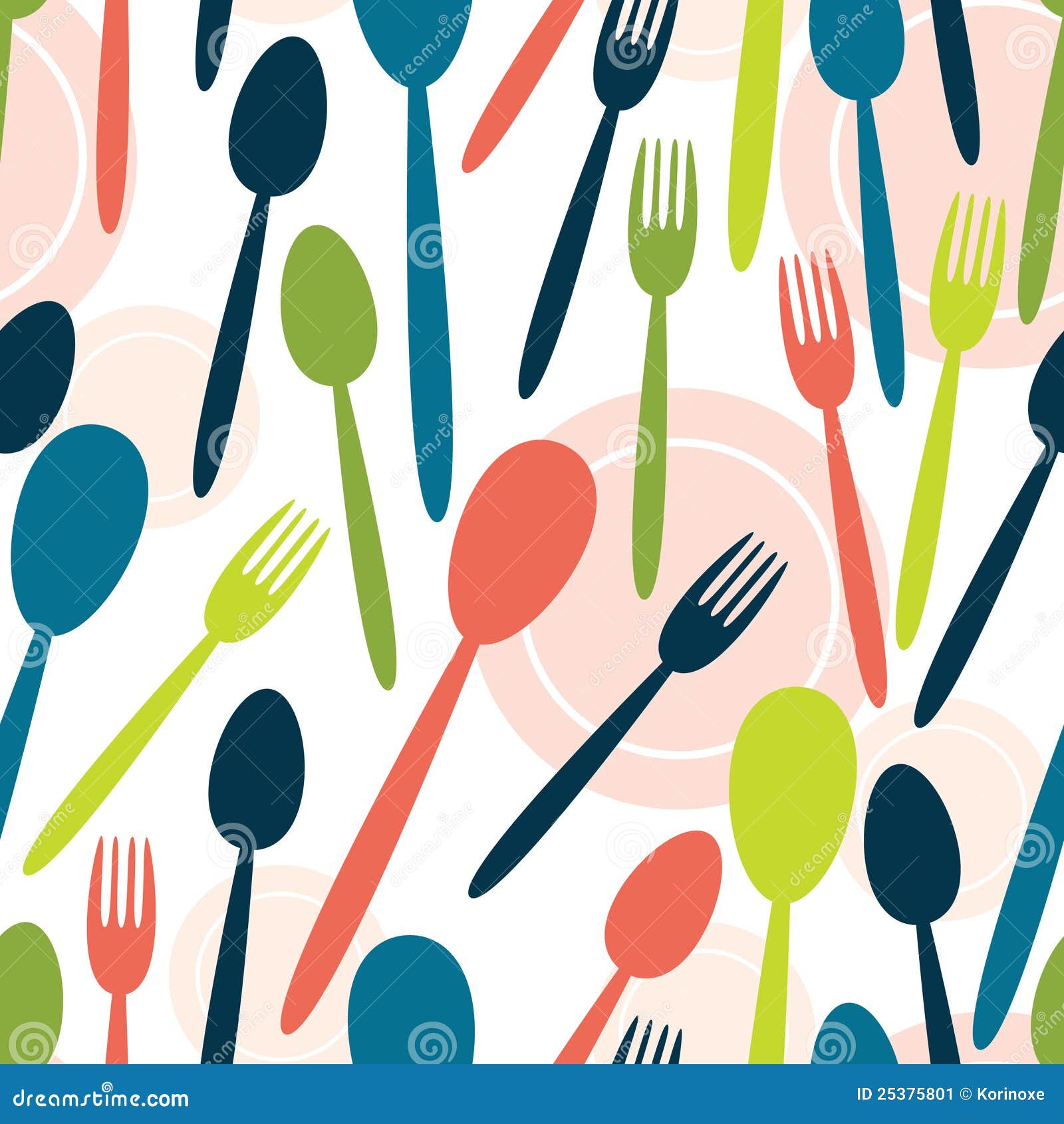 Cutlery pattern stock vector. Illustration of color, green - 25375801