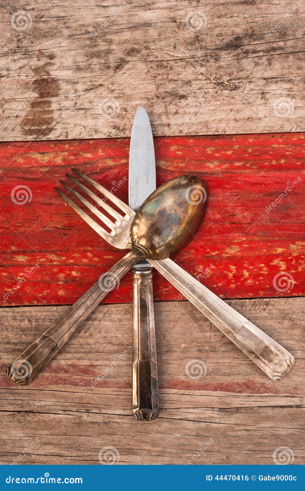Cutlery on Rustic Wood Background Stock Photo - Image of cutlery, table ...