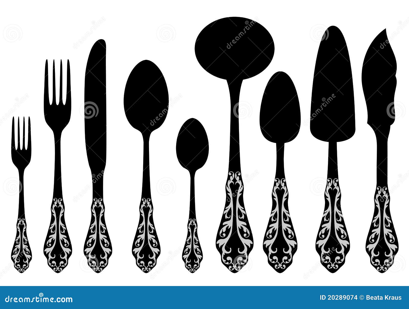 Cutlery set, stock vector. Illustration of tool, utensil - 20289074
