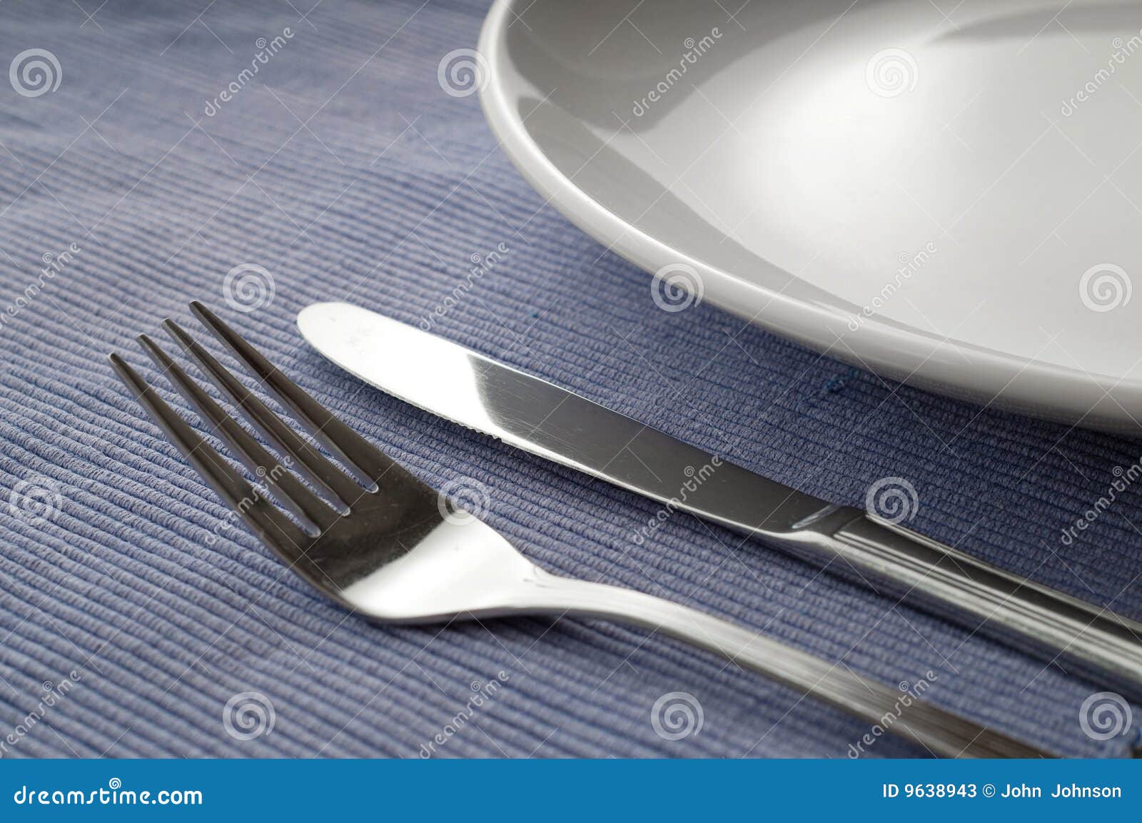 Cutlery Set Blue Background Stock Image - Image of close, dish: 9638943