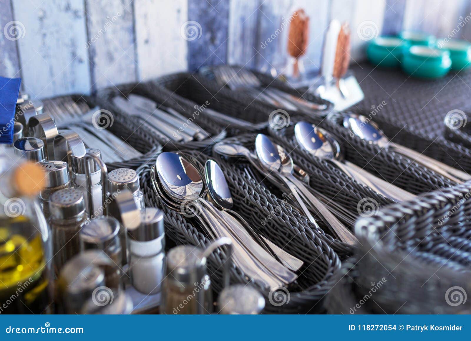 Cutlery set on the table stock photo. Image of shiny - 118272054