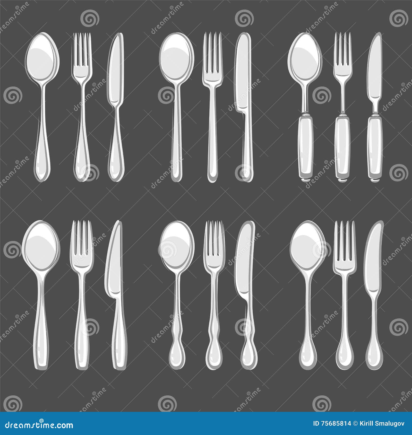Cutlery set. Vector stock vector. Illustration of black - 75685814