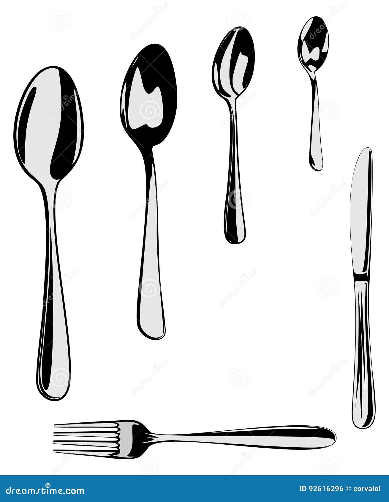 Cutlery Set Vector Illustration Isolated on the White. Stock Vector ...
