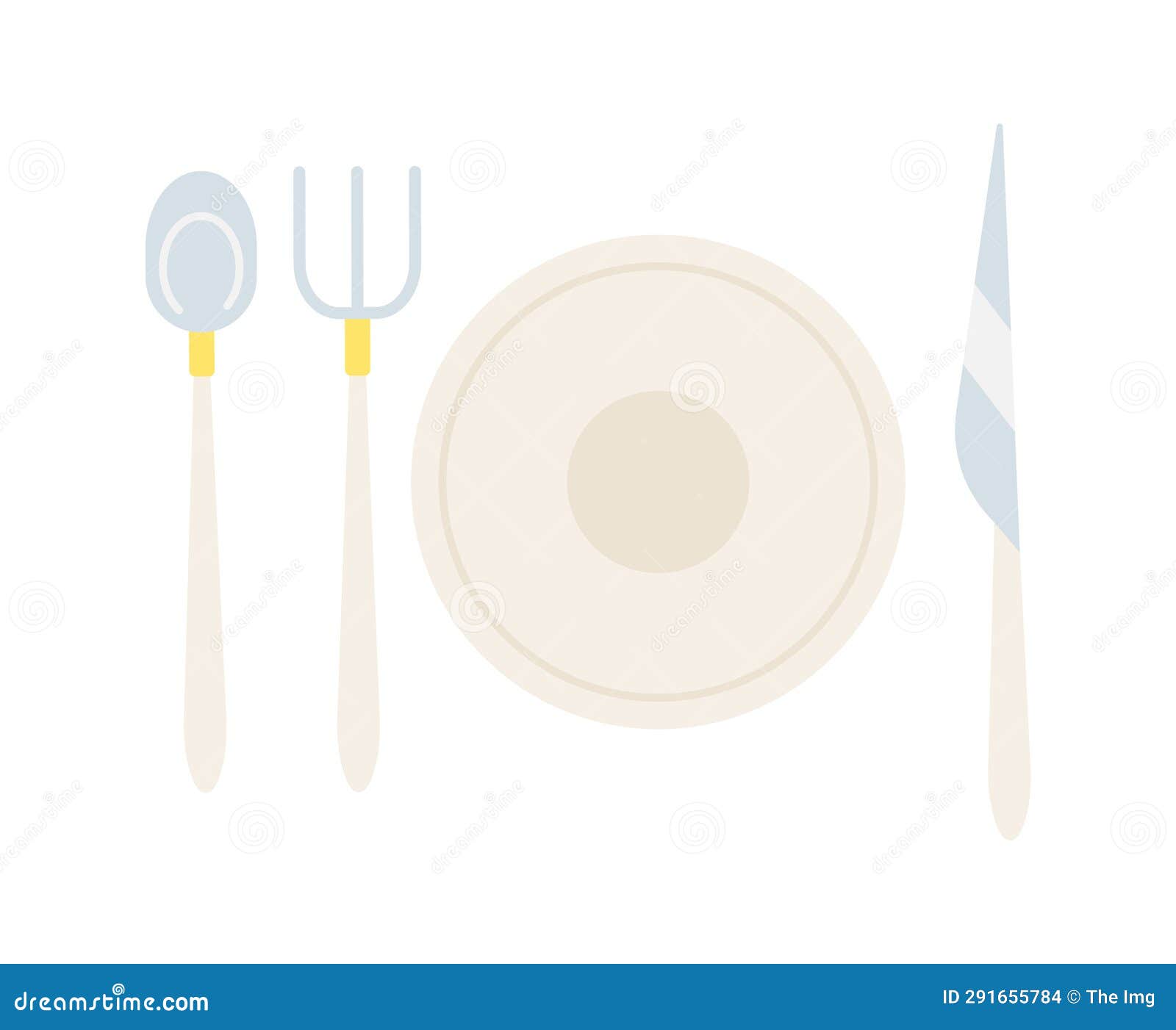Cutlery Setting 2D Cartoon Object Stock Vector - Illustration of table ...