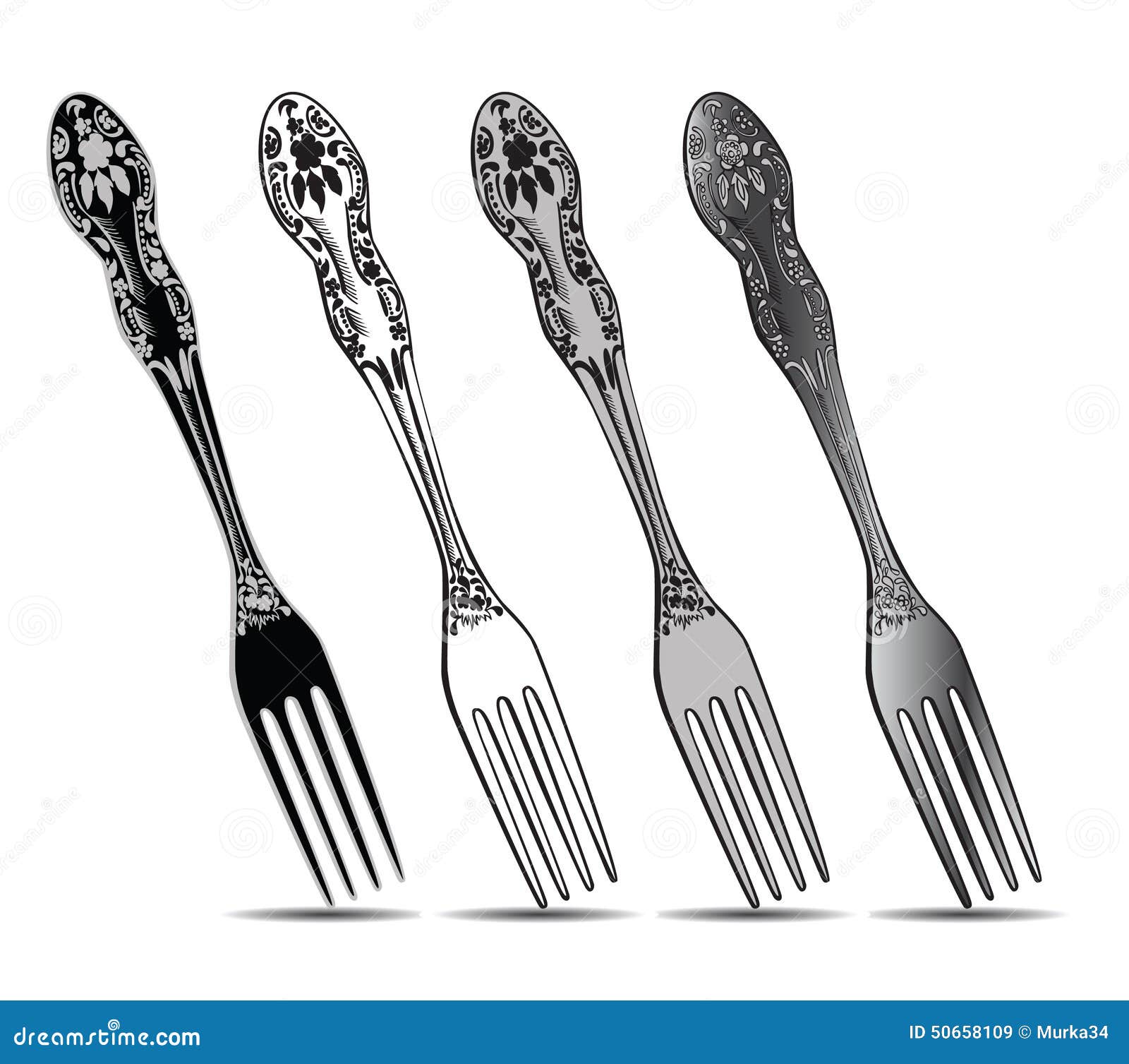 Cutlery, Silver Fork Set. Vector Illustration. Stock Vector ...