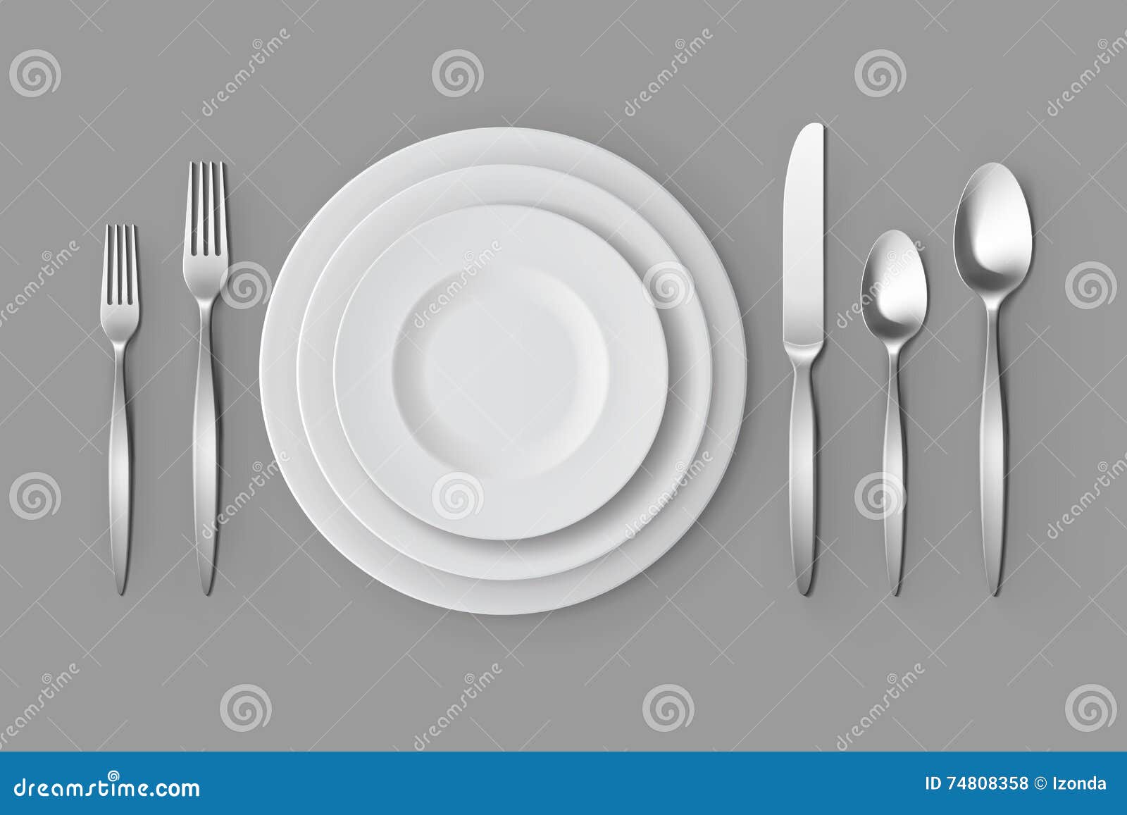 Cutlery Set Of Silver Fork And Spoon Top View Isolated On White ...