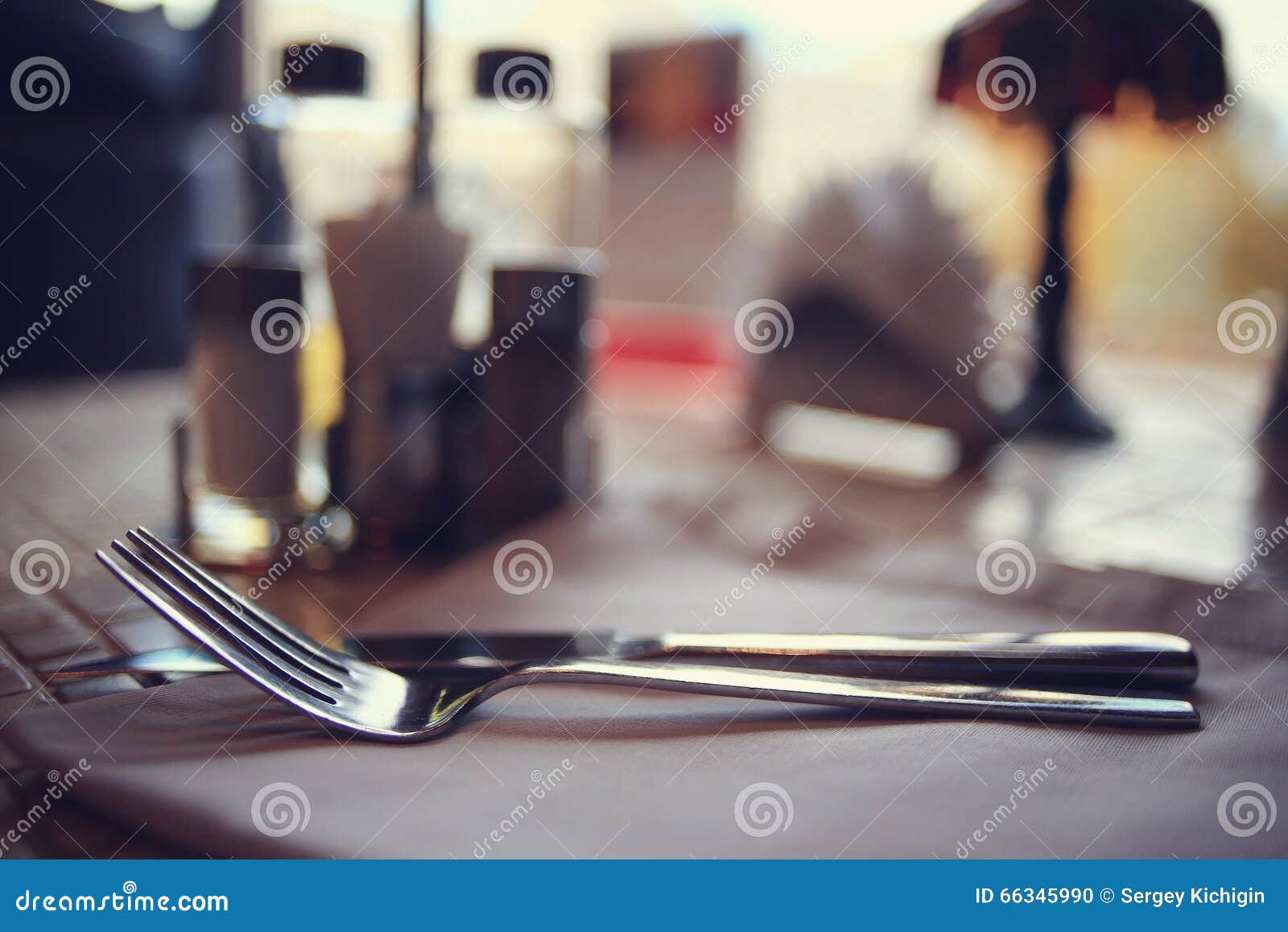 Cutlery on the Table in Restaurant Stock Photo - Image of dishware ...