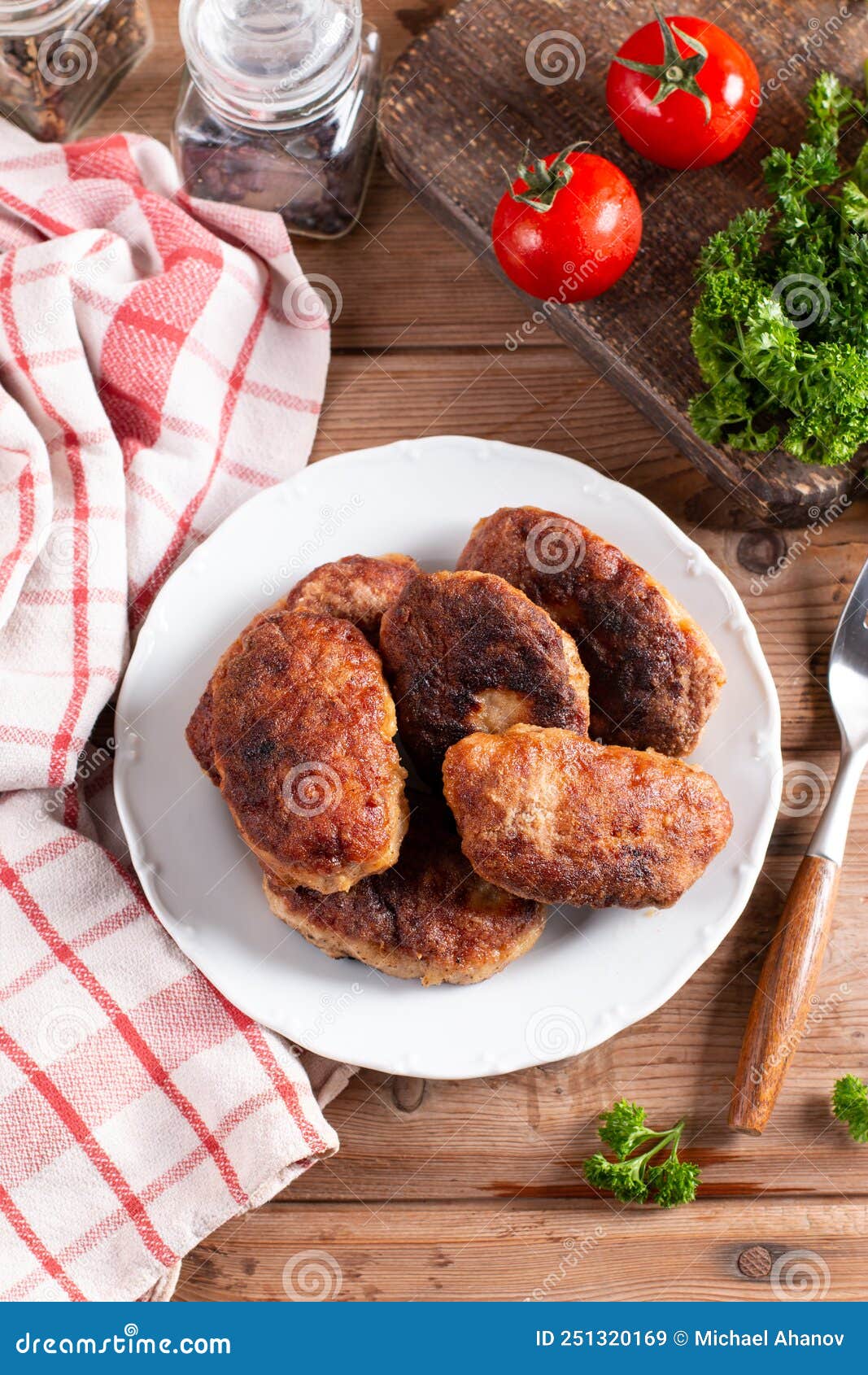 Cutlets. Fried Cutlets on a Table. Top View Stock Image - Image of ...