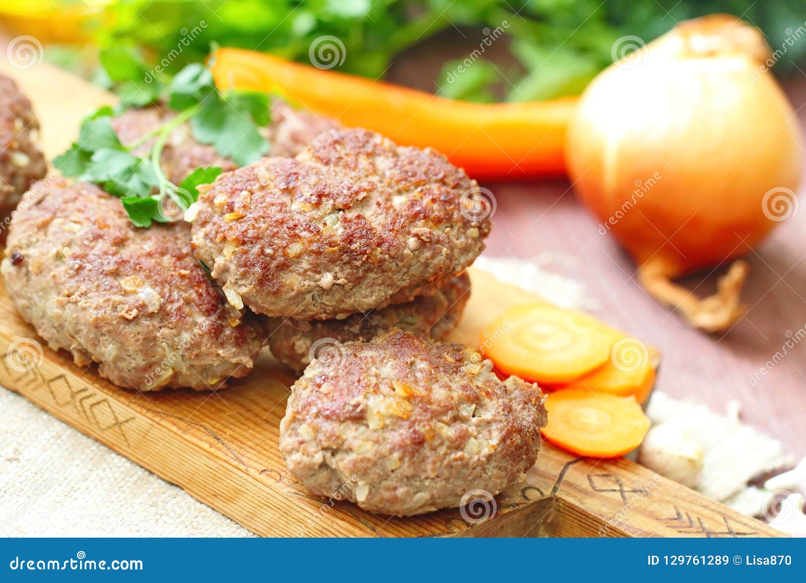 Cutlets with Vegetables and Herbs Stock Image - Image of dish, parsley ...