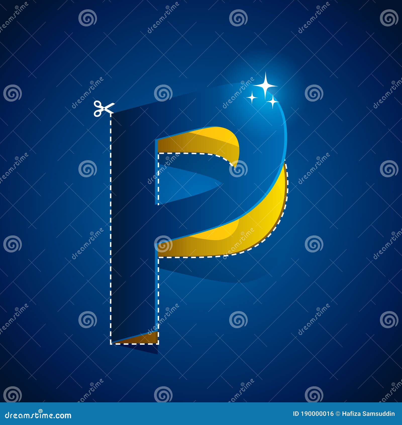 Cutout of Alphabet P. Vector Illustration Decorative Design Stock ...