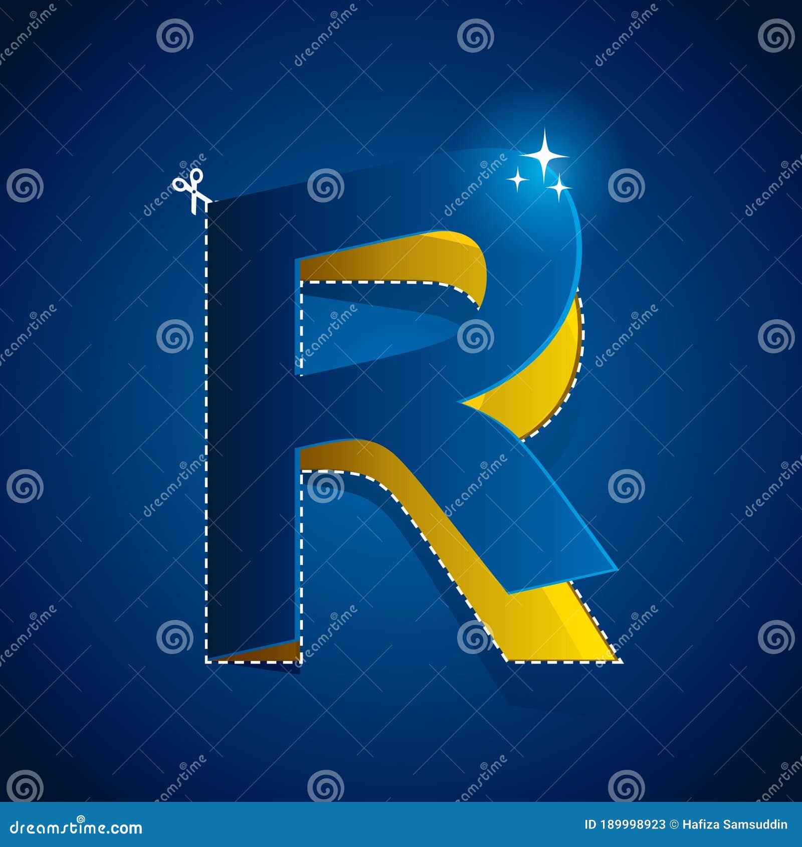 Cutout of Alphabet R. Vector Illustration Decorative Design Stock ...