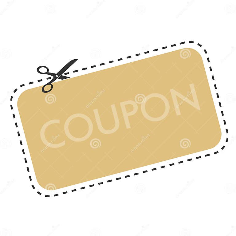 Cutout Coupon Template with Dashed or Dotted Line and Scissors Symbol ...