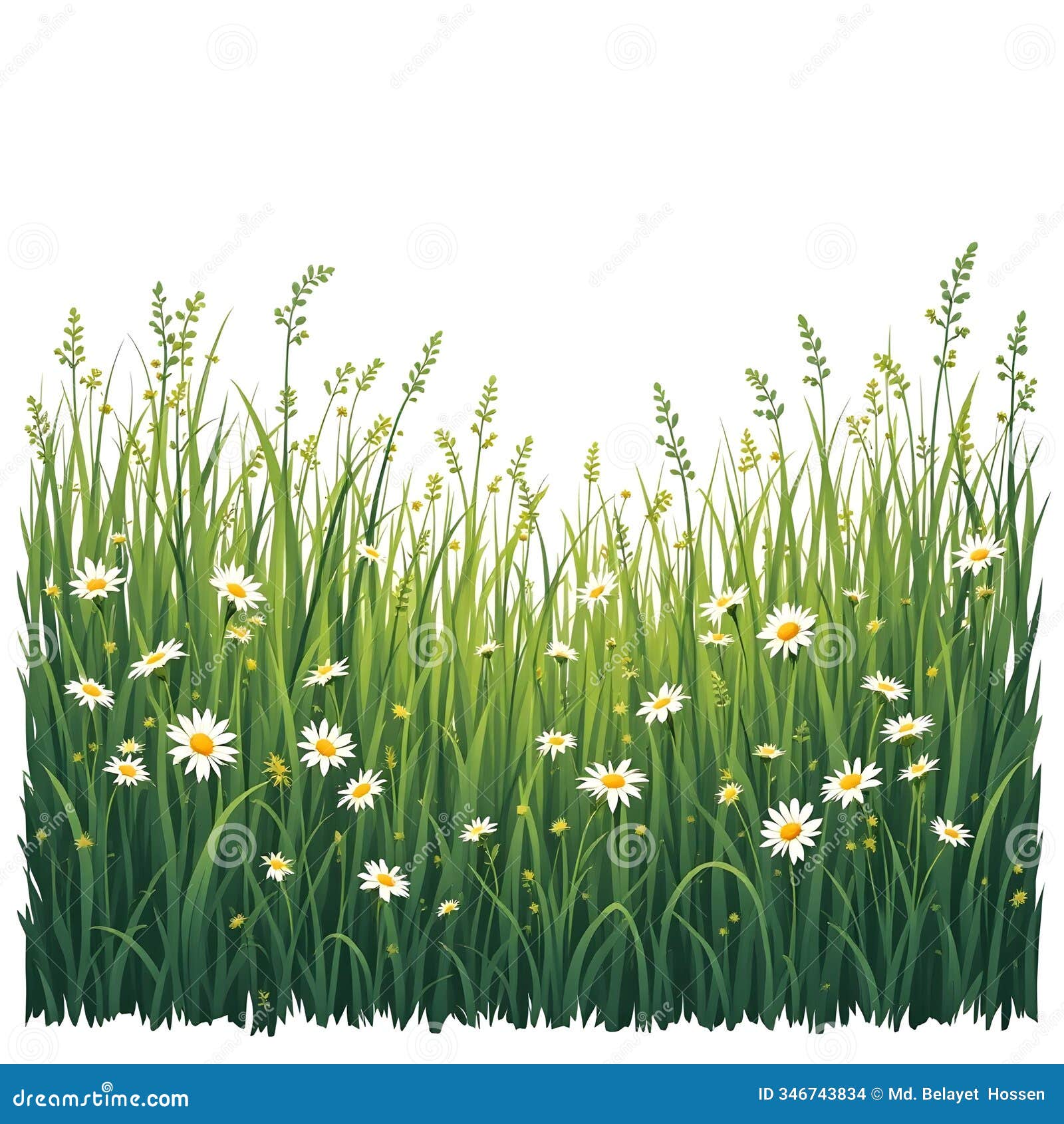 Cutout Meadow Grass Field on White Background Stock Illustration ...