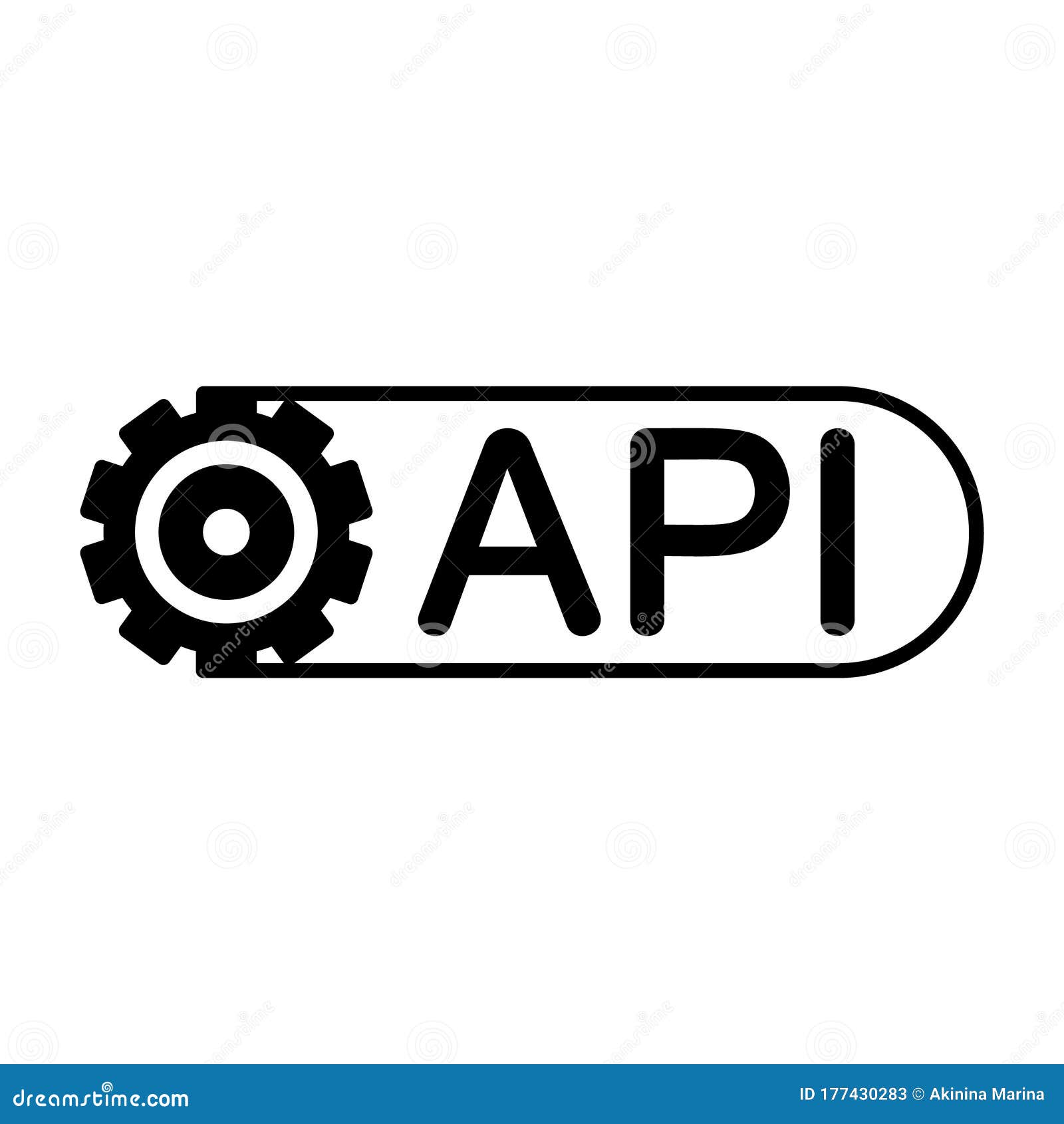 Cutout Silhouette API with Gear. Outline Logo for Software, Computer ...