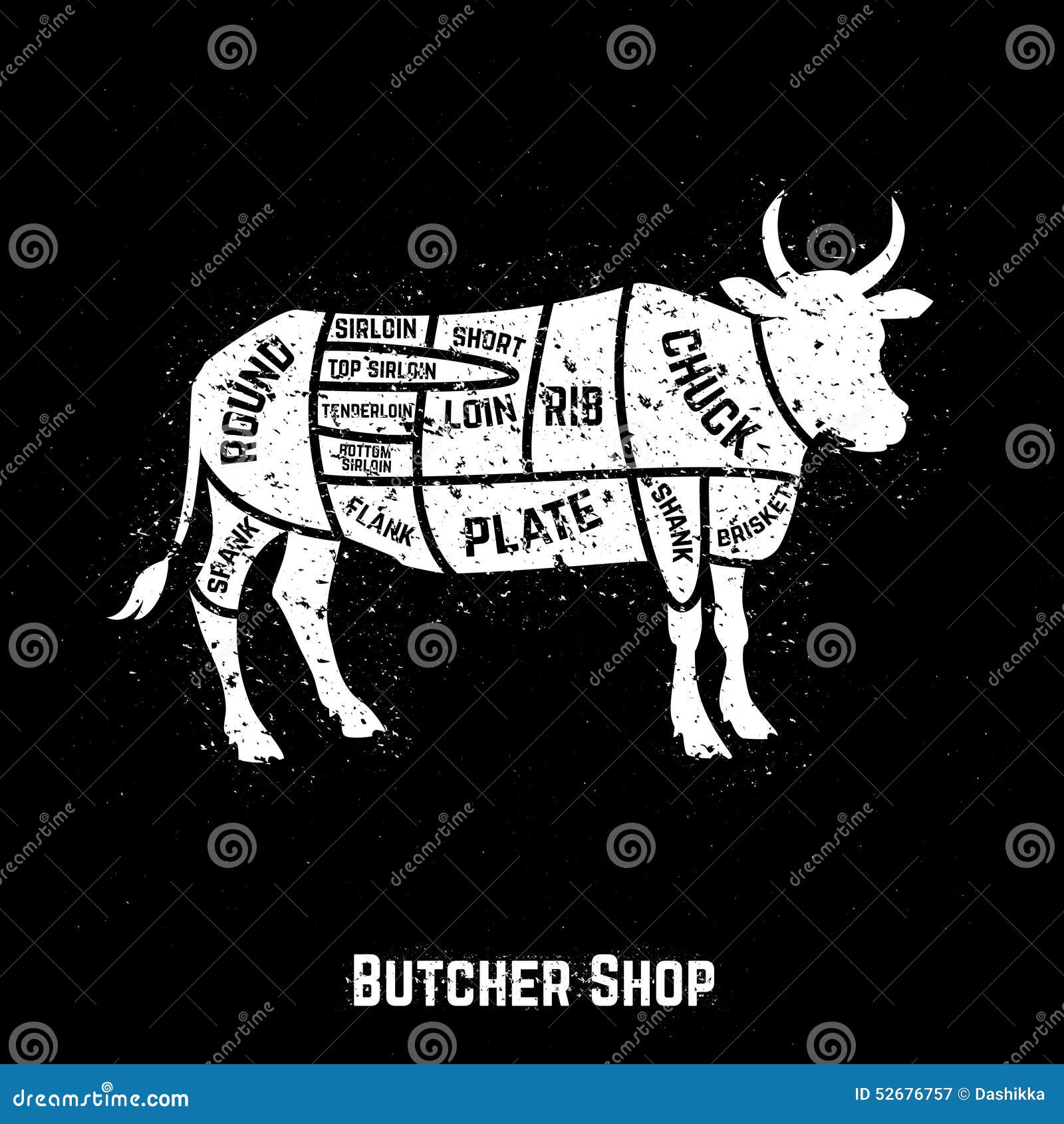 Cuts of beef diagram stock vector. Illustration of cuisine - 52676757