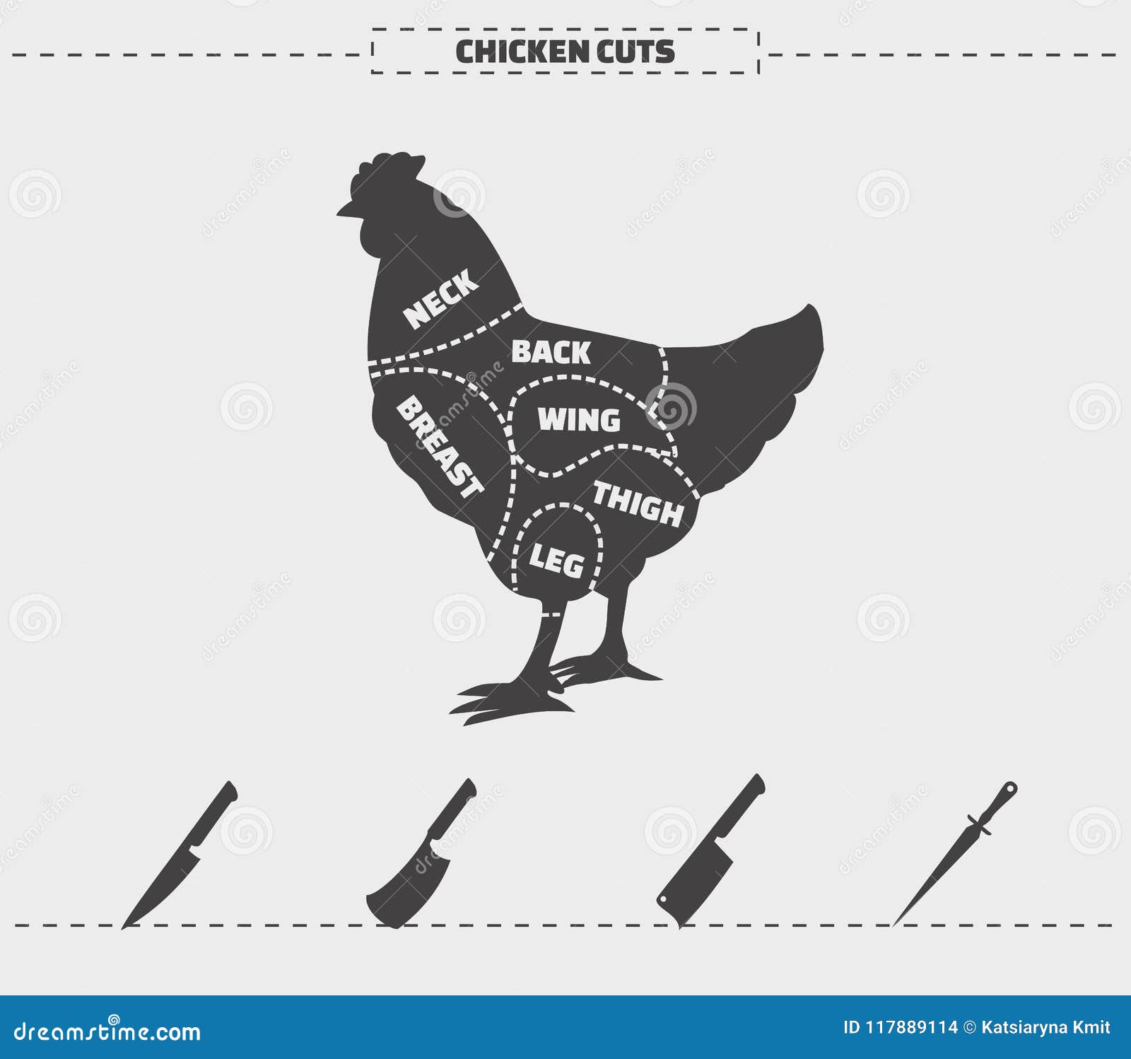 Cuts of Chicken. Vector Illustration. Stock Vector - Illustration of ...