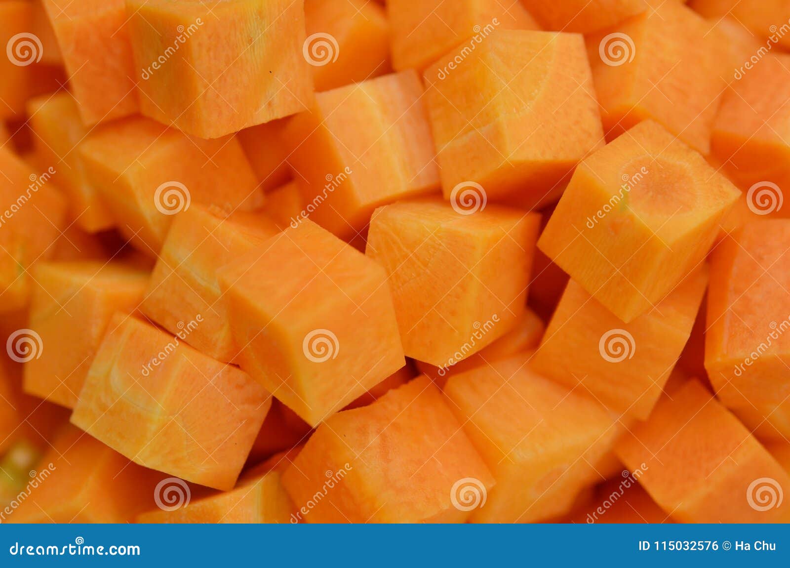 Cuts Cubes of Carrot. Detail Stock Photo - Image of healthy, nutrition ...