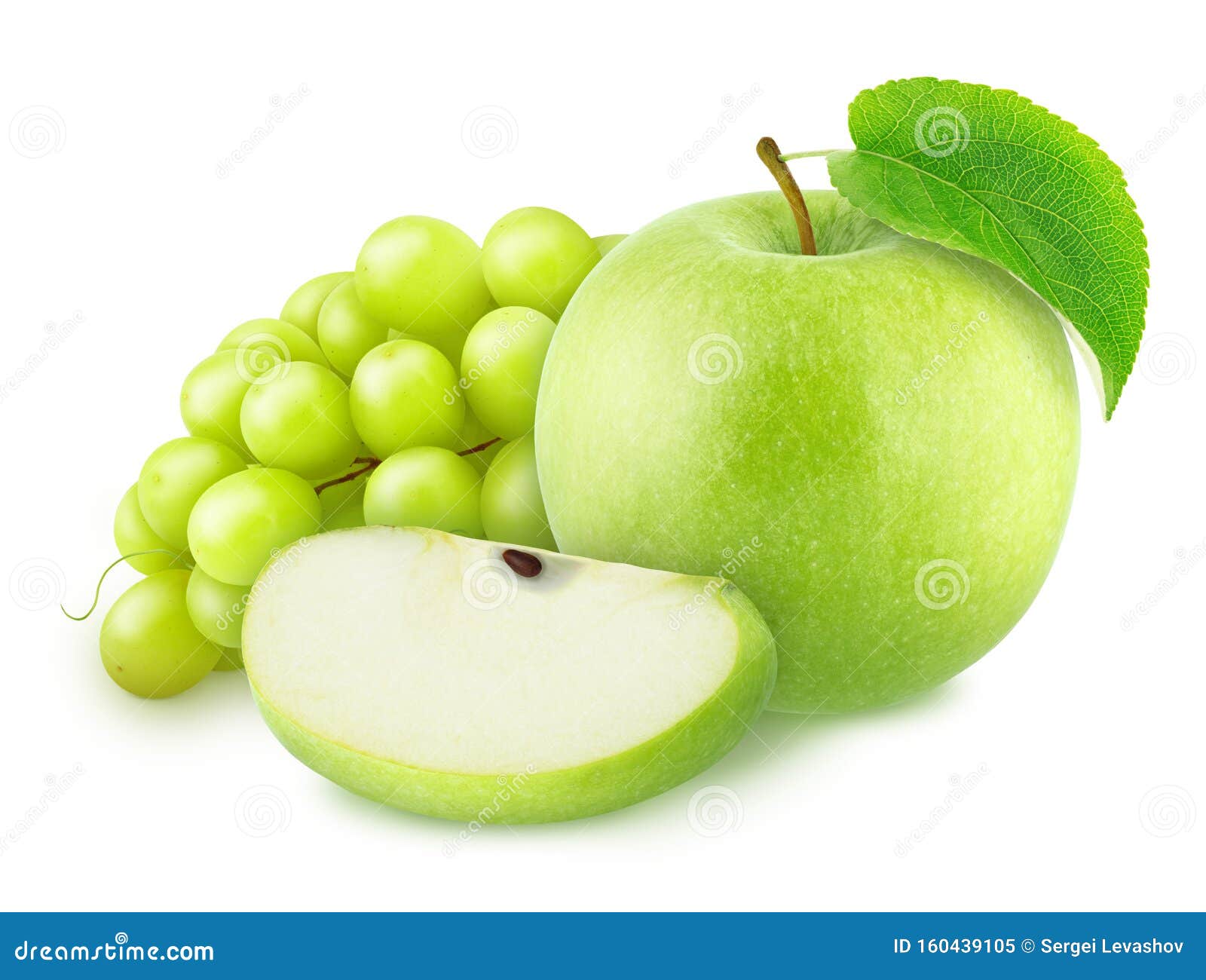 Cutted Apple with Grape Isolated on a White Background. Stock Image ...