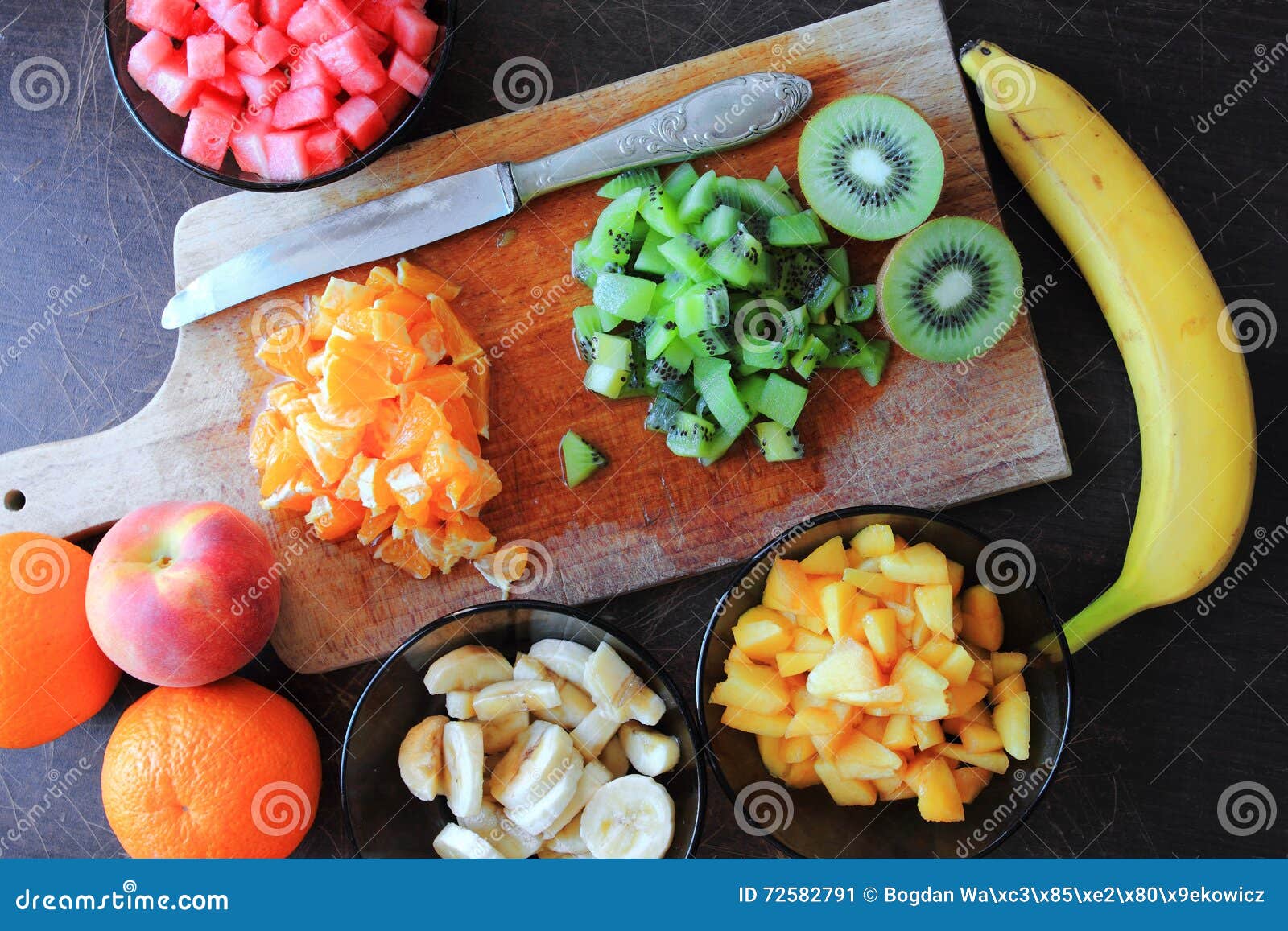 Cutted fruits for salad stock image. Image of ingredient - 72582791