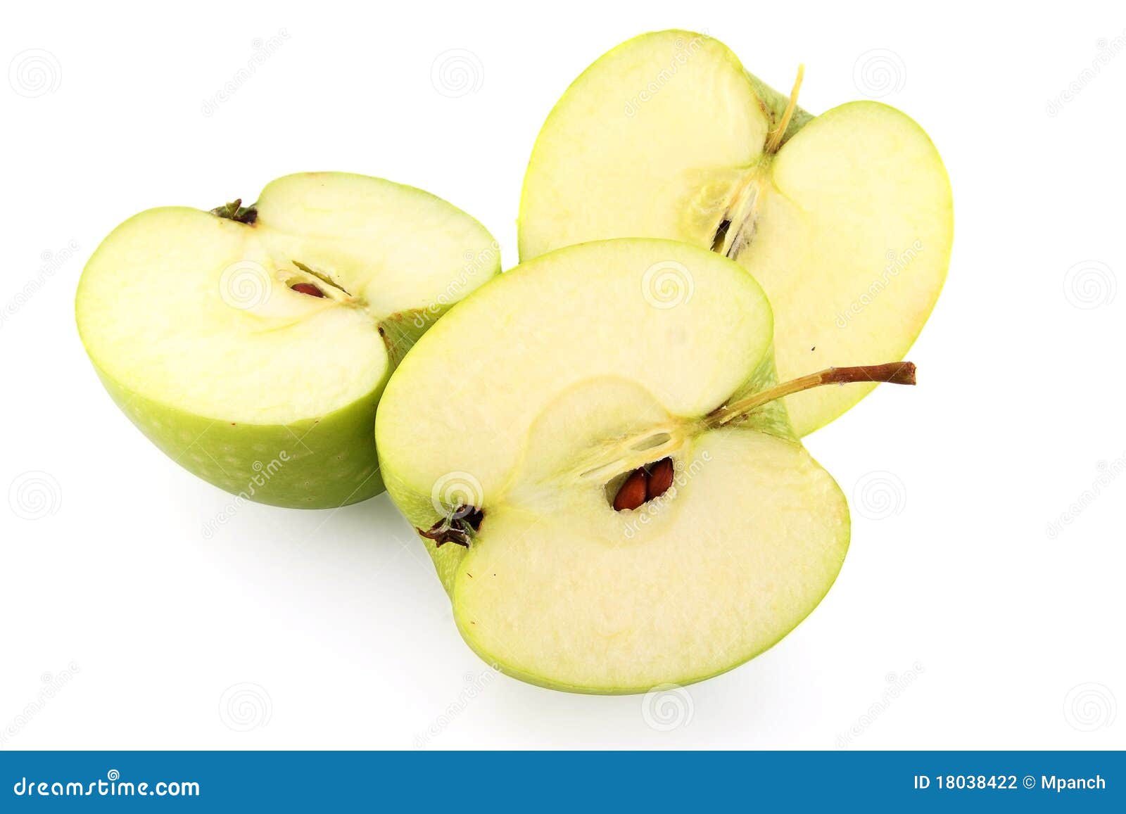 Cutted green apples stock photo. Image of white, plant - 18038422