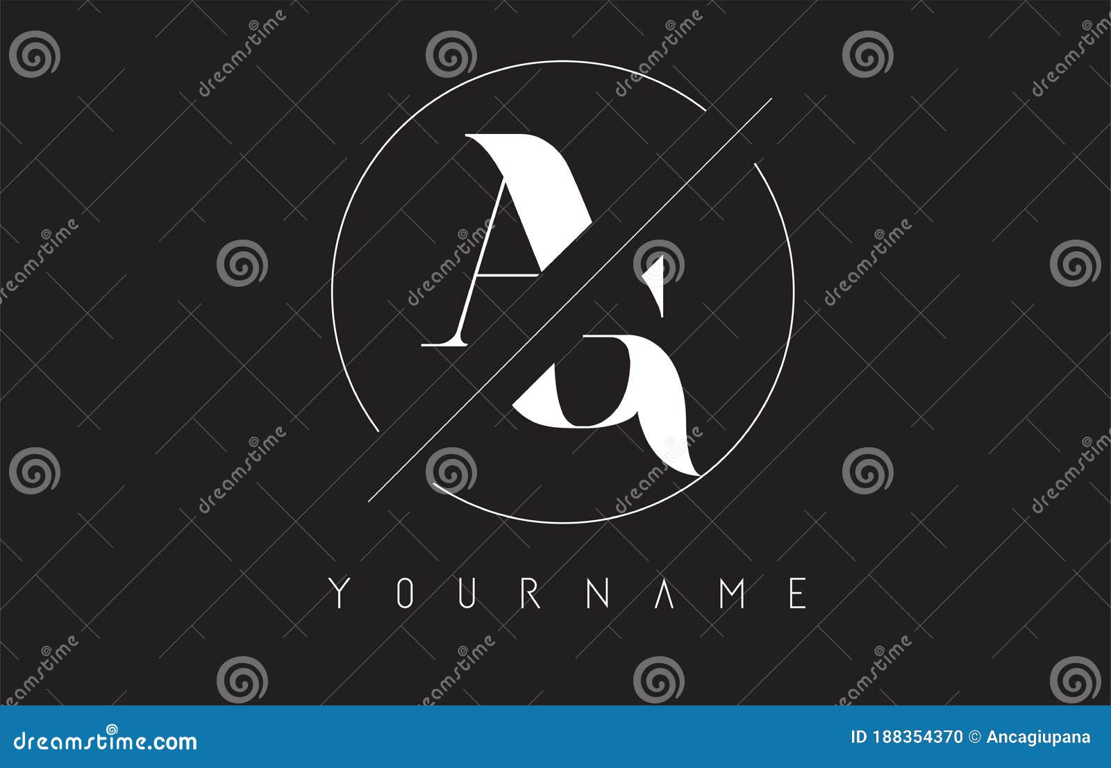 Cutted and Intersected AG a G Letters Logo with Round Frame Design ...