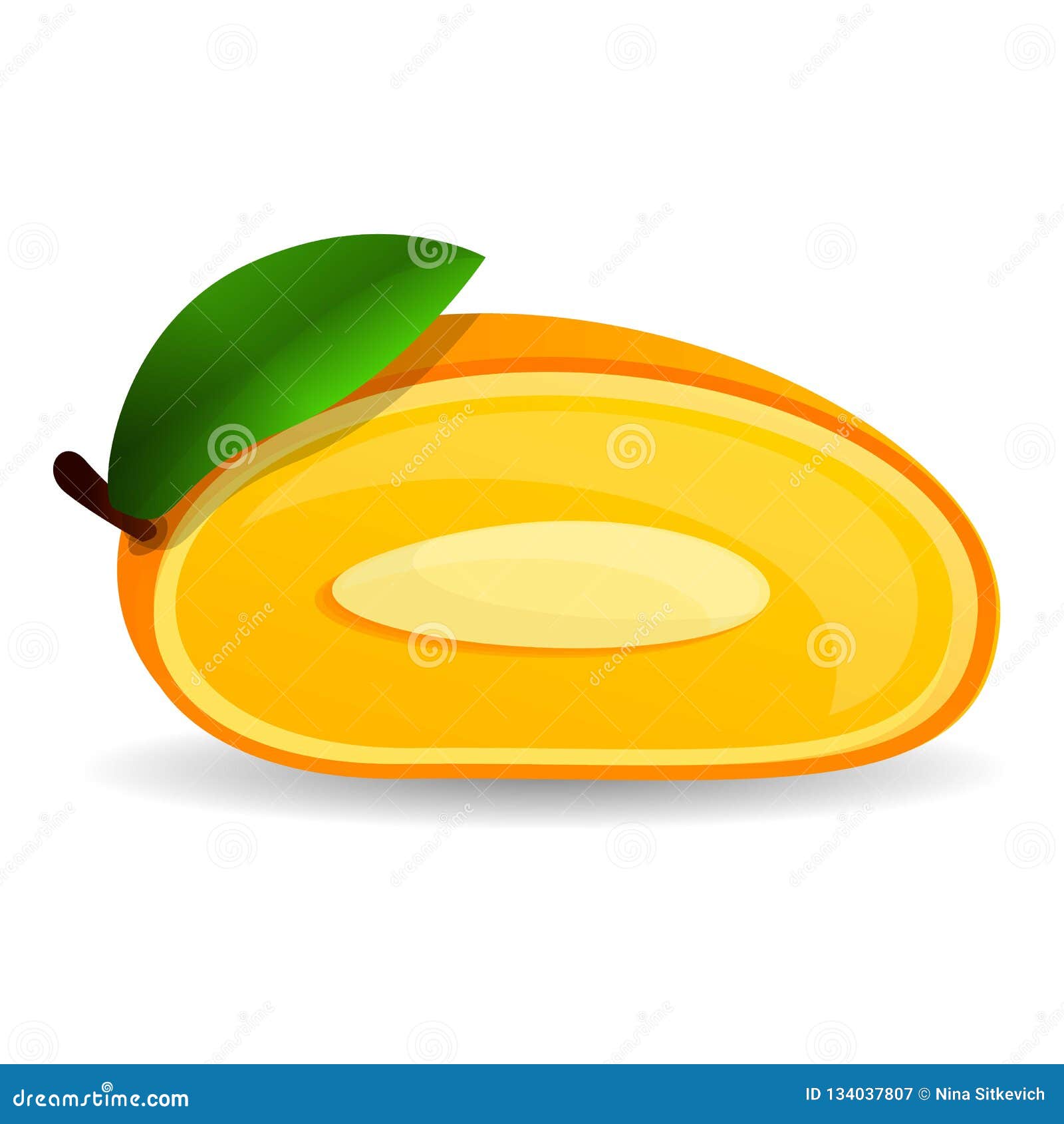 Cutted Mango Icon, Realistic Style Vector Illustration | CartoonDealer ...