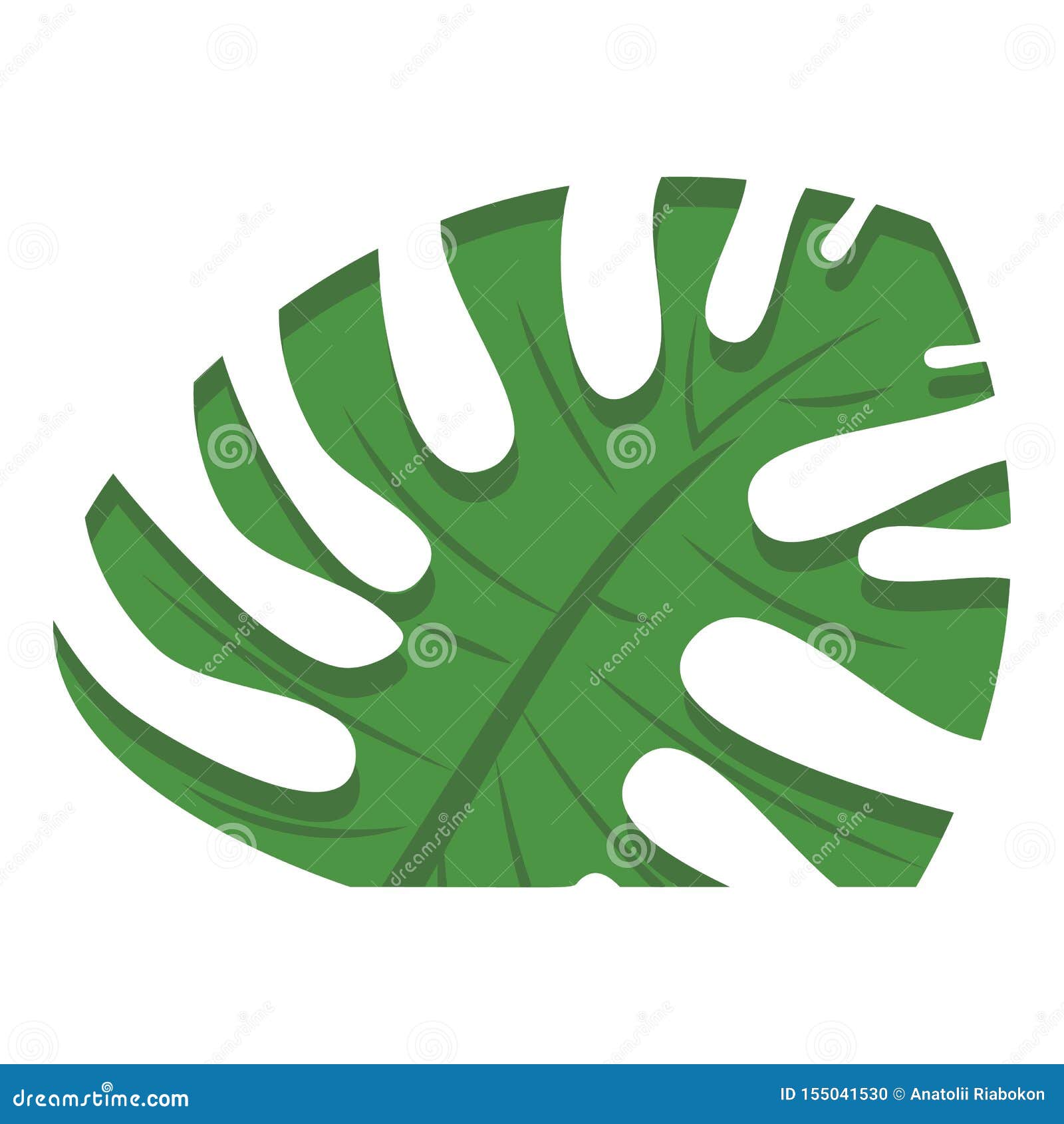 Cutted Monstera Leaf Icon, Cartoon Style Stock Vector - Illustration of ...