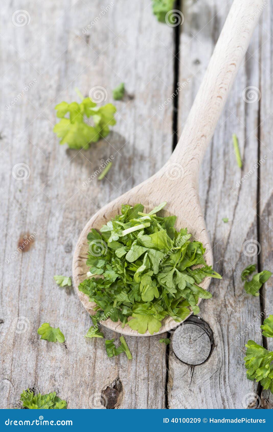 Cutted Parsley on a Wooden Spoon Stock Image - Image of organic ...