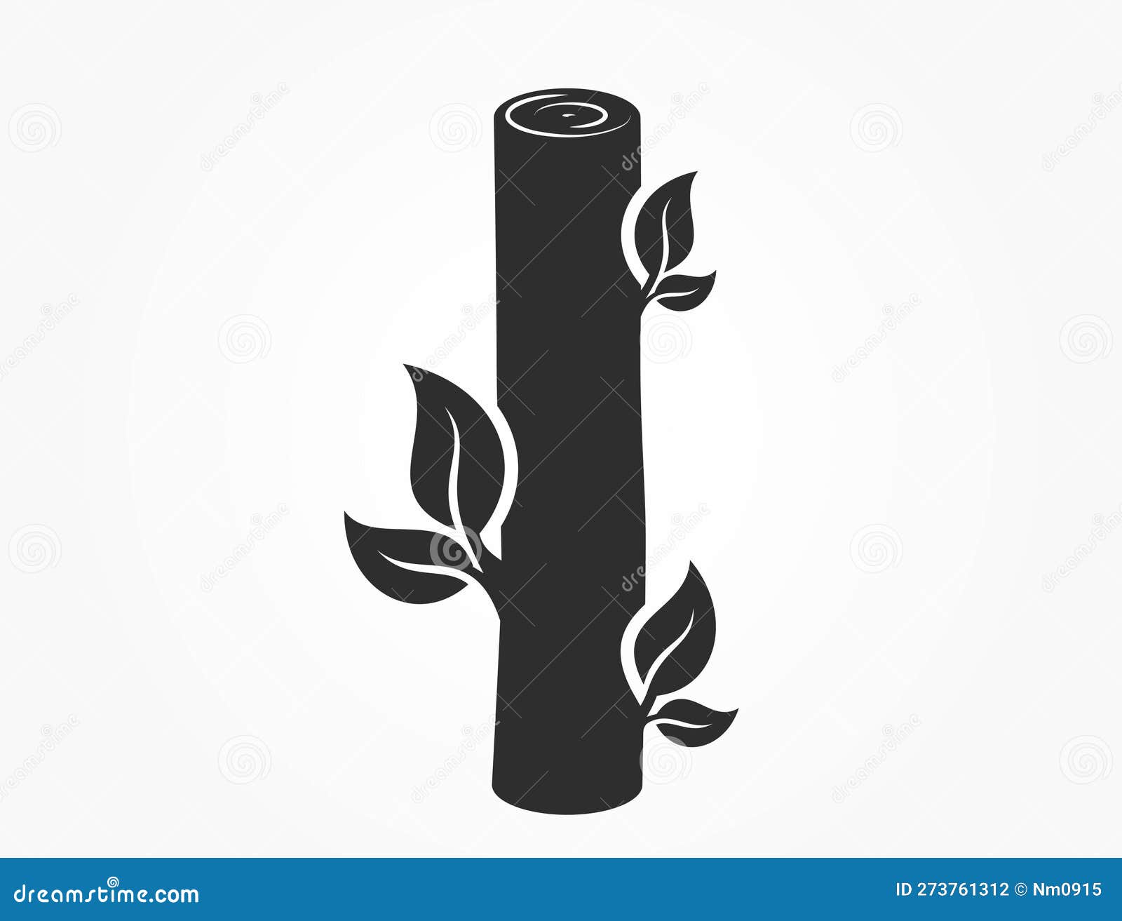 Cutted Tree Trunk Branch with Leaves. Nature and Environment Design ...