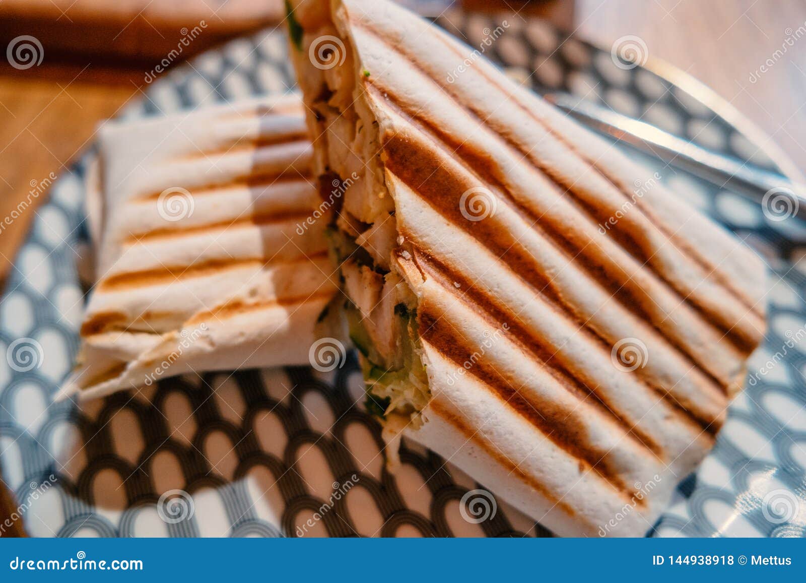 Cutted in Two Pieces Chicken Shawarma Roll Stock Photo - Image of ...