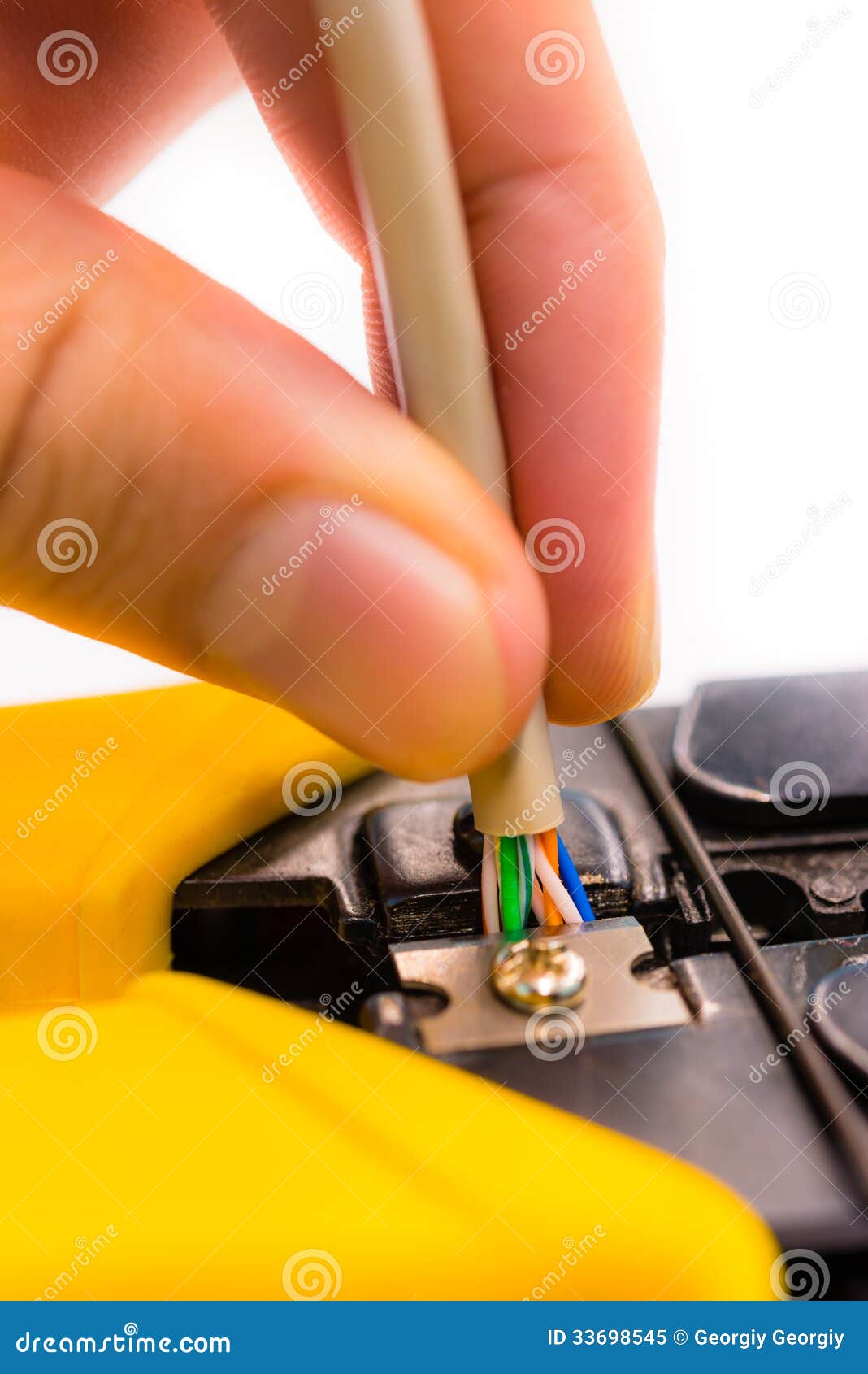 Cutter Cutting a Network Cable on White Background Stock Image - Image ...